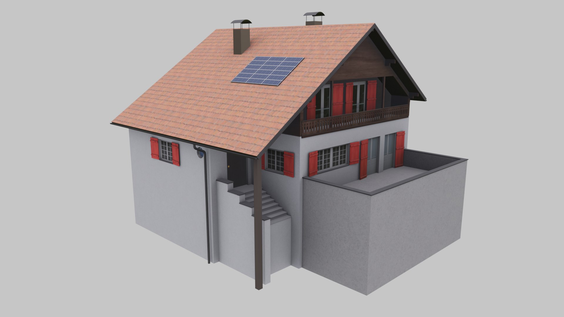 3D Model Modern European Residential House 2 Game Ready PBR With LODs ...