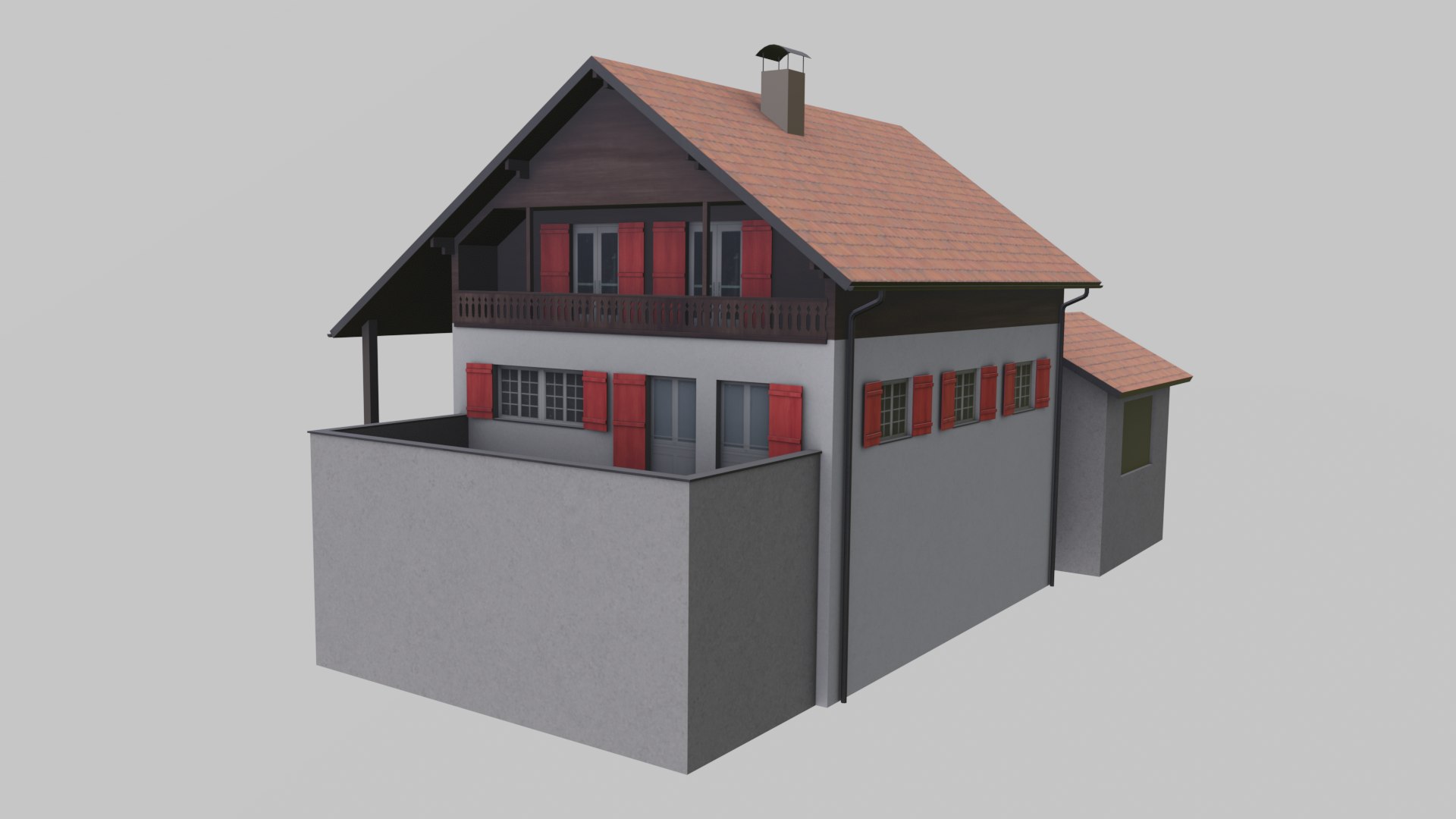 3D Model Modern European Residential House 2 Game Ready PBR With LODs ...