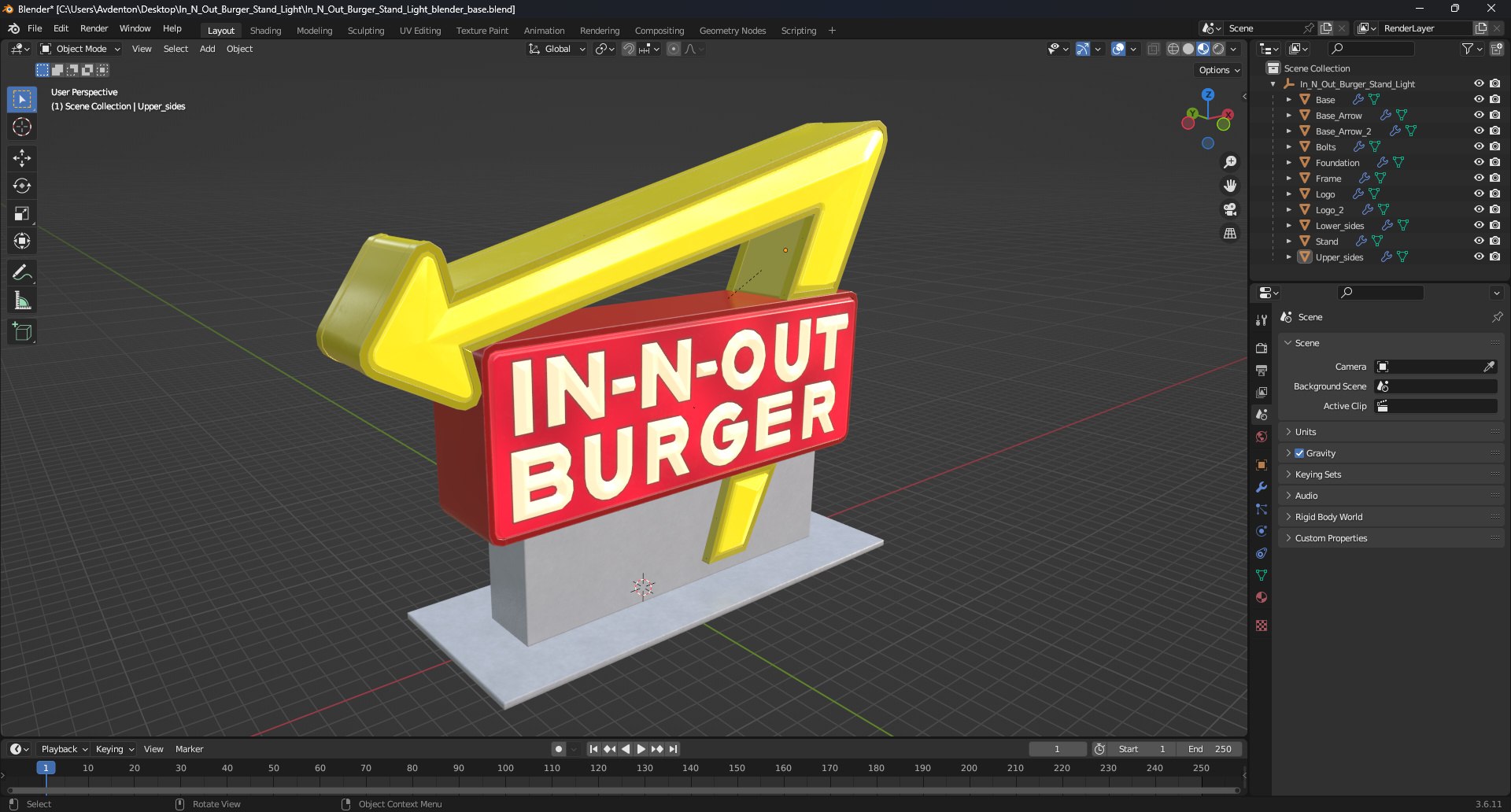 In N Out Burger Stand Light 3D Model - TurboSquid 2278819