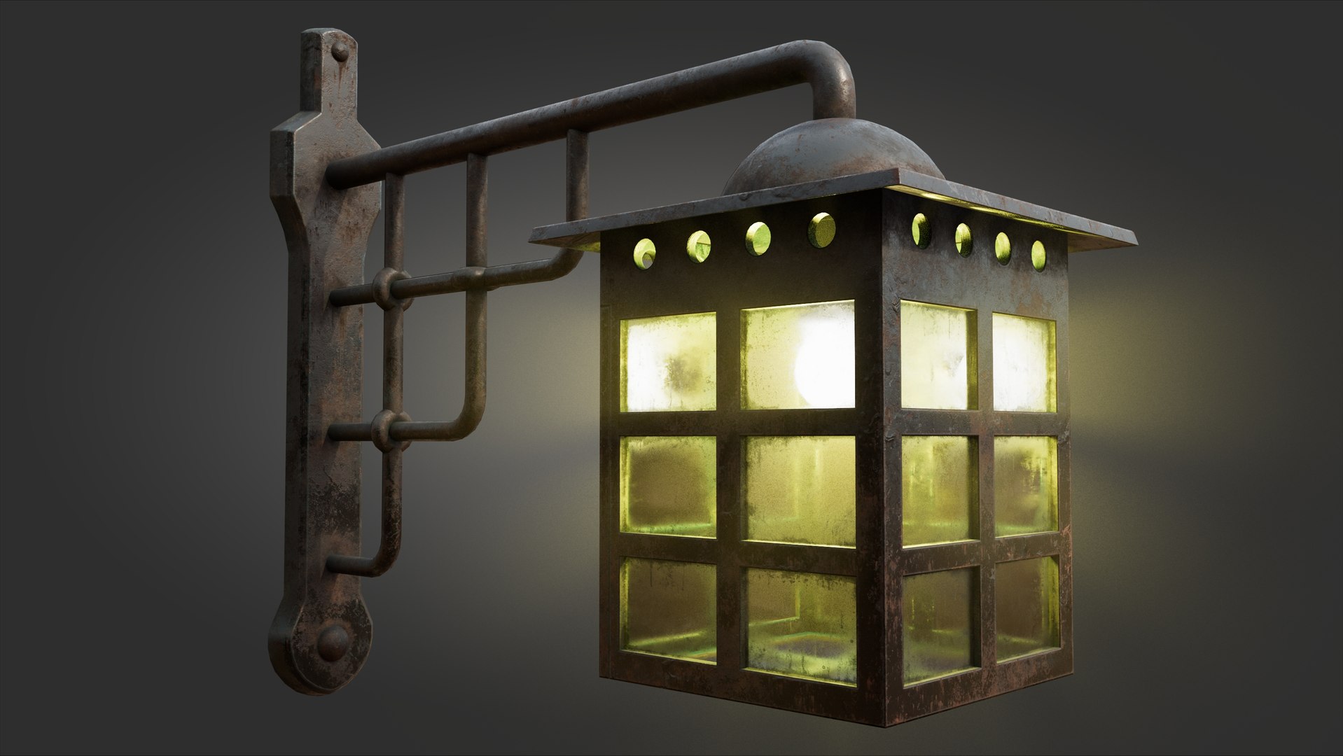 3D Model Antique Entrance Lamp Black Rusty - TurboSquid 1798929
