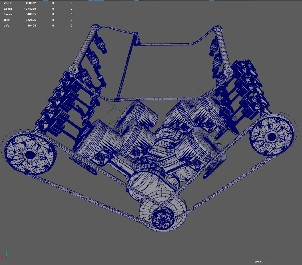 V6 Car Engine Rigging Animation 3D Model - TurboSquid 1367590