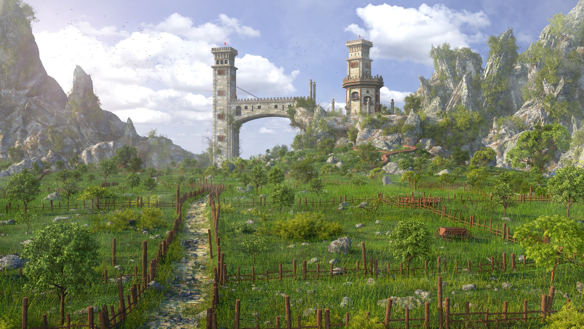 3D Hill Tower Castle - TurboSquid 1999254