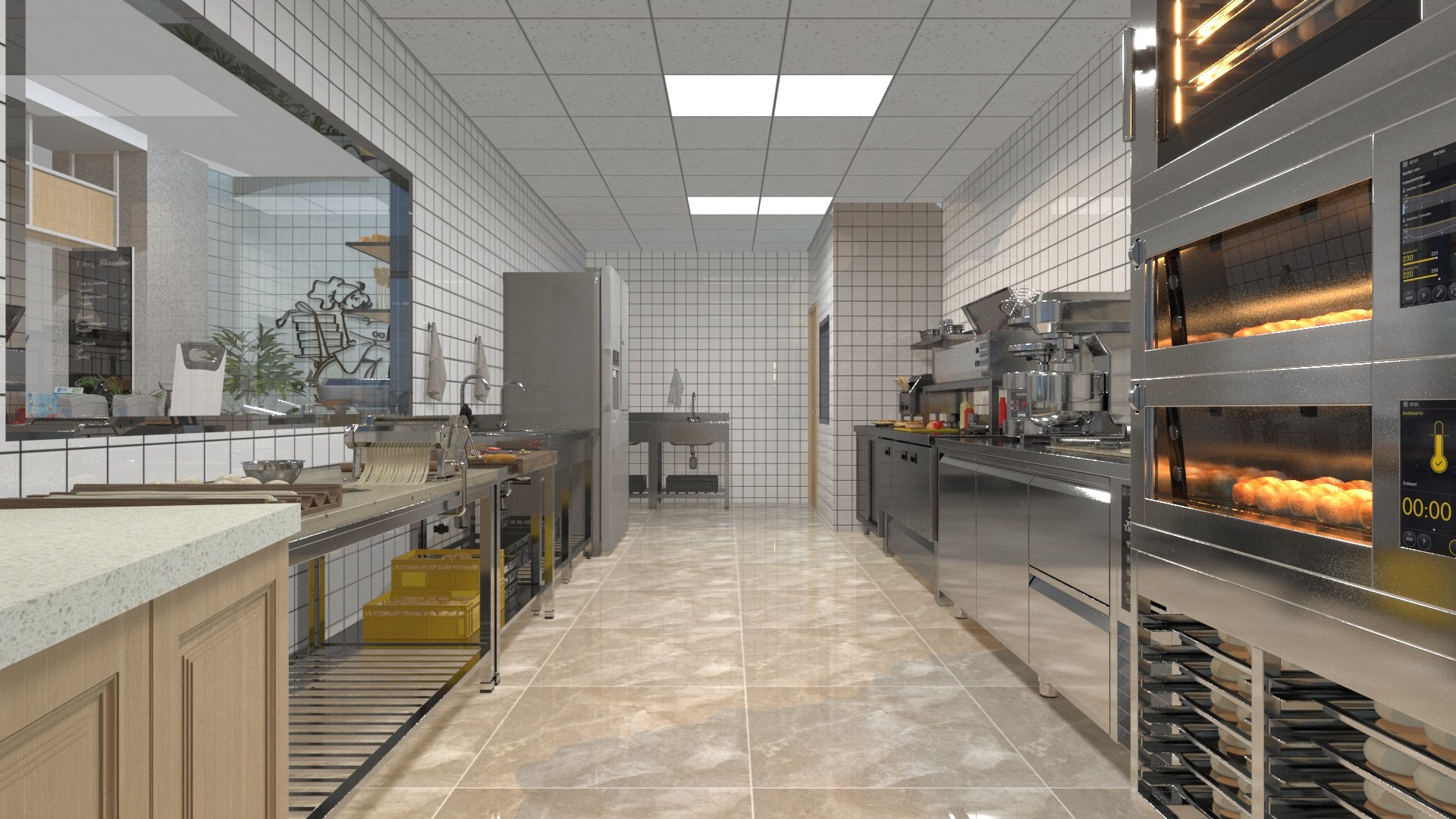 3D Commercial kitchen bakery shop model - TurboSquid 2159809
