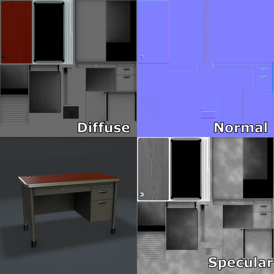 real-time teacher desk 3d model