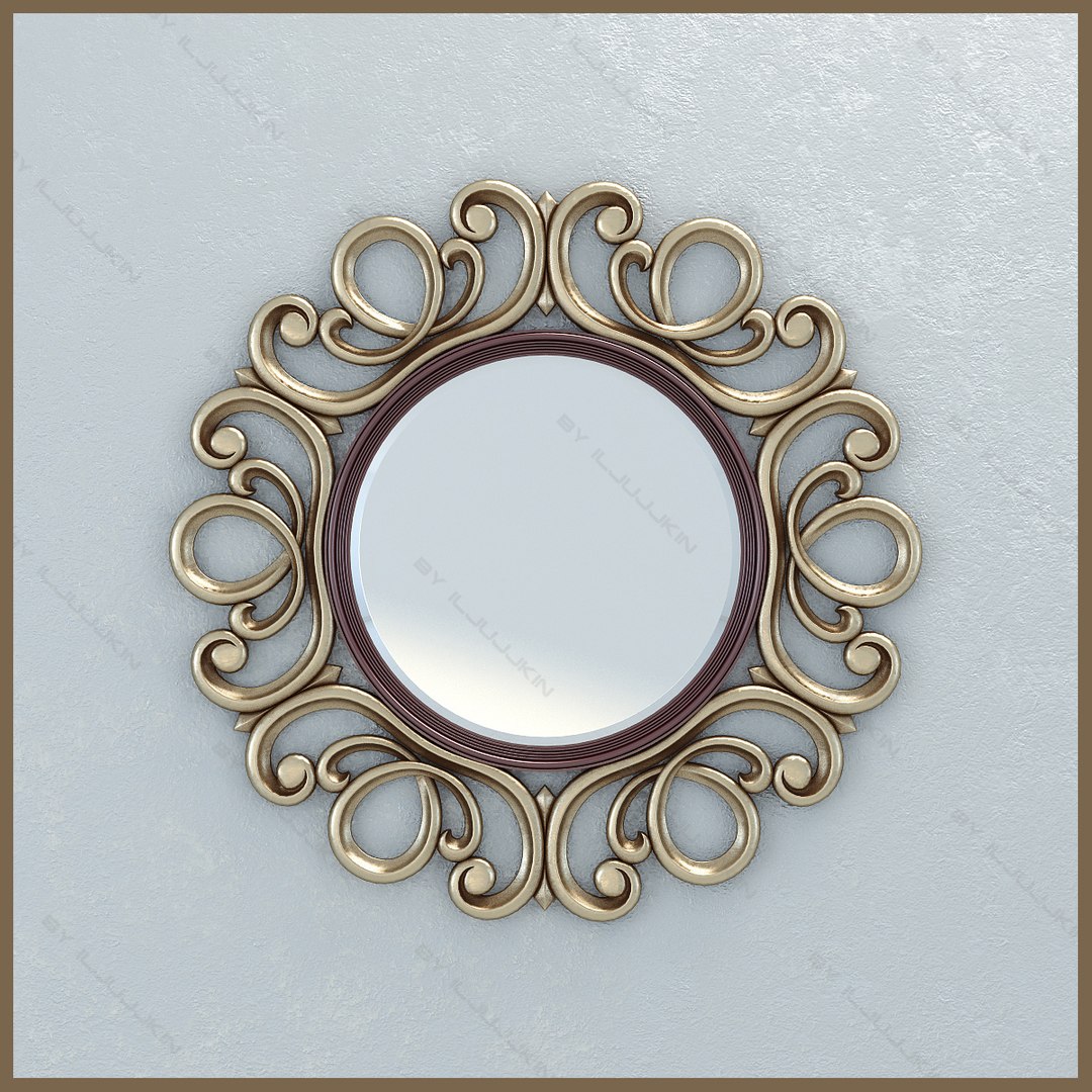 3d Mirrors Design Gold Model