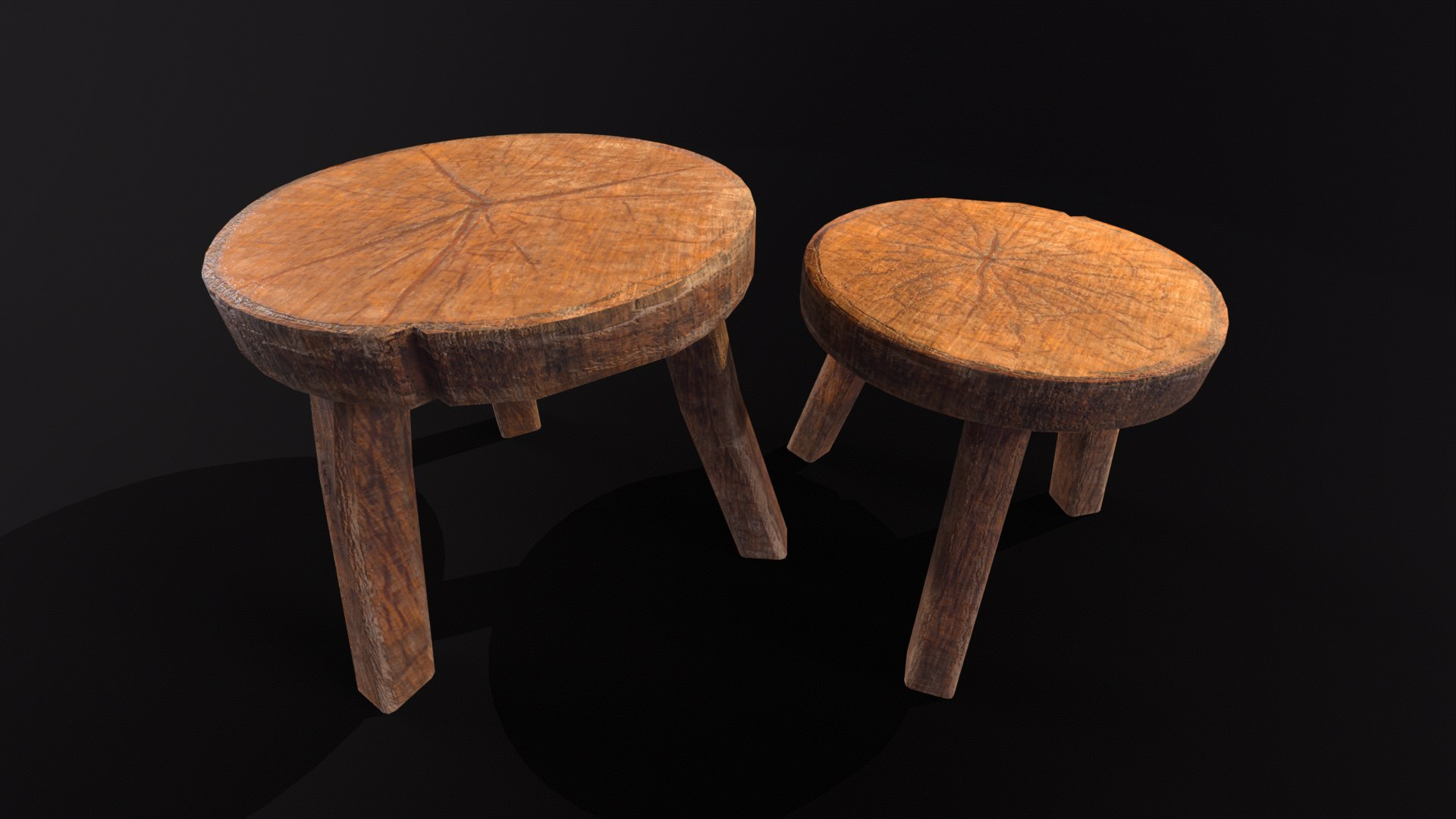 Medieval Wood Short Stools 3D Model - TurboSquid 2276510