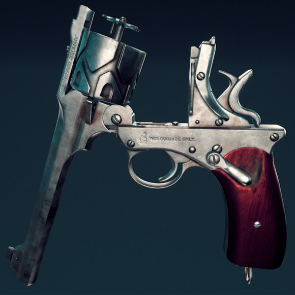 Webley fosbery automatic revolver 3D model - TurboSquid 1597009
