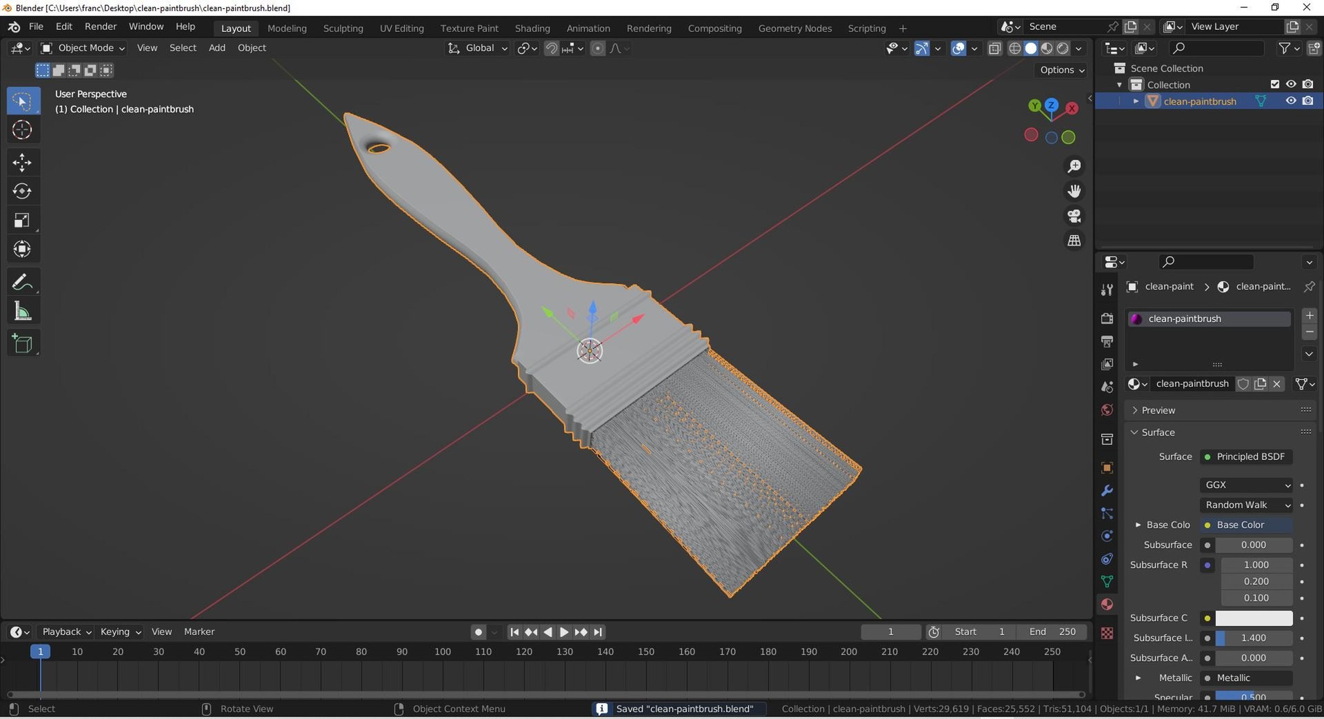 Clean Paintbrush 3D Model - TurboSquid 2106858