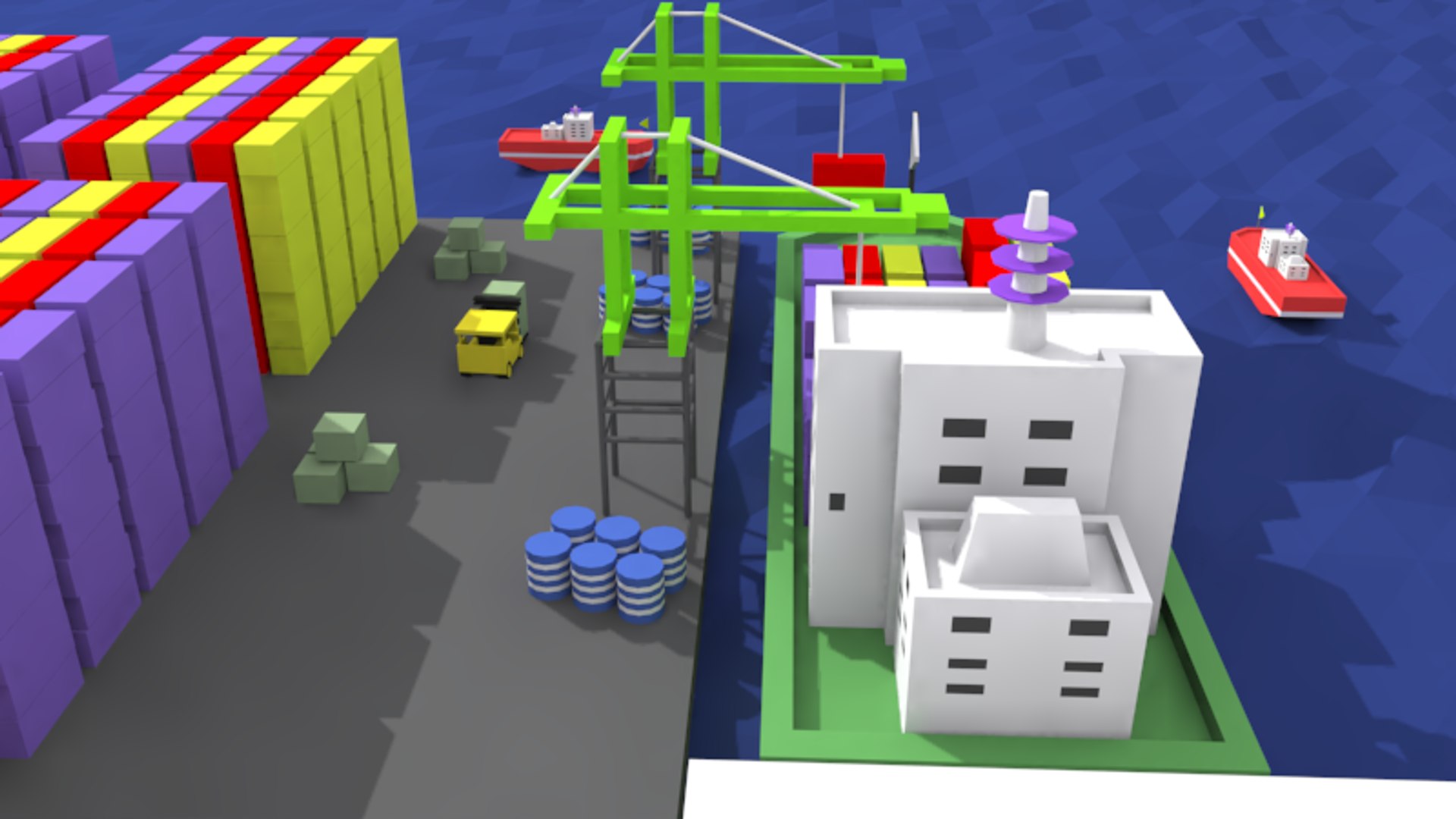 3D Model Low Poly Cartoon Port - TurboSquid 1728014