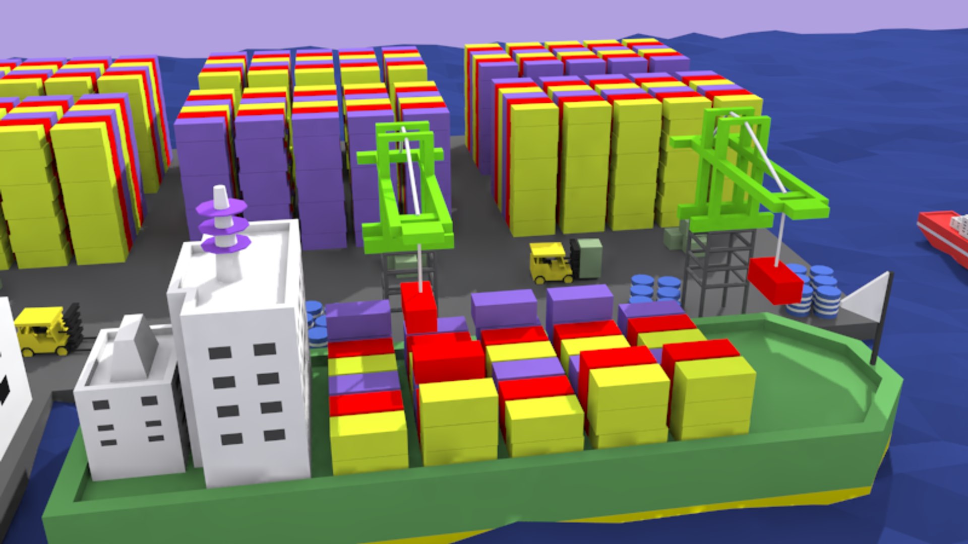 3D Model Low Poly Cartoon Port - TurboSquid 1728014