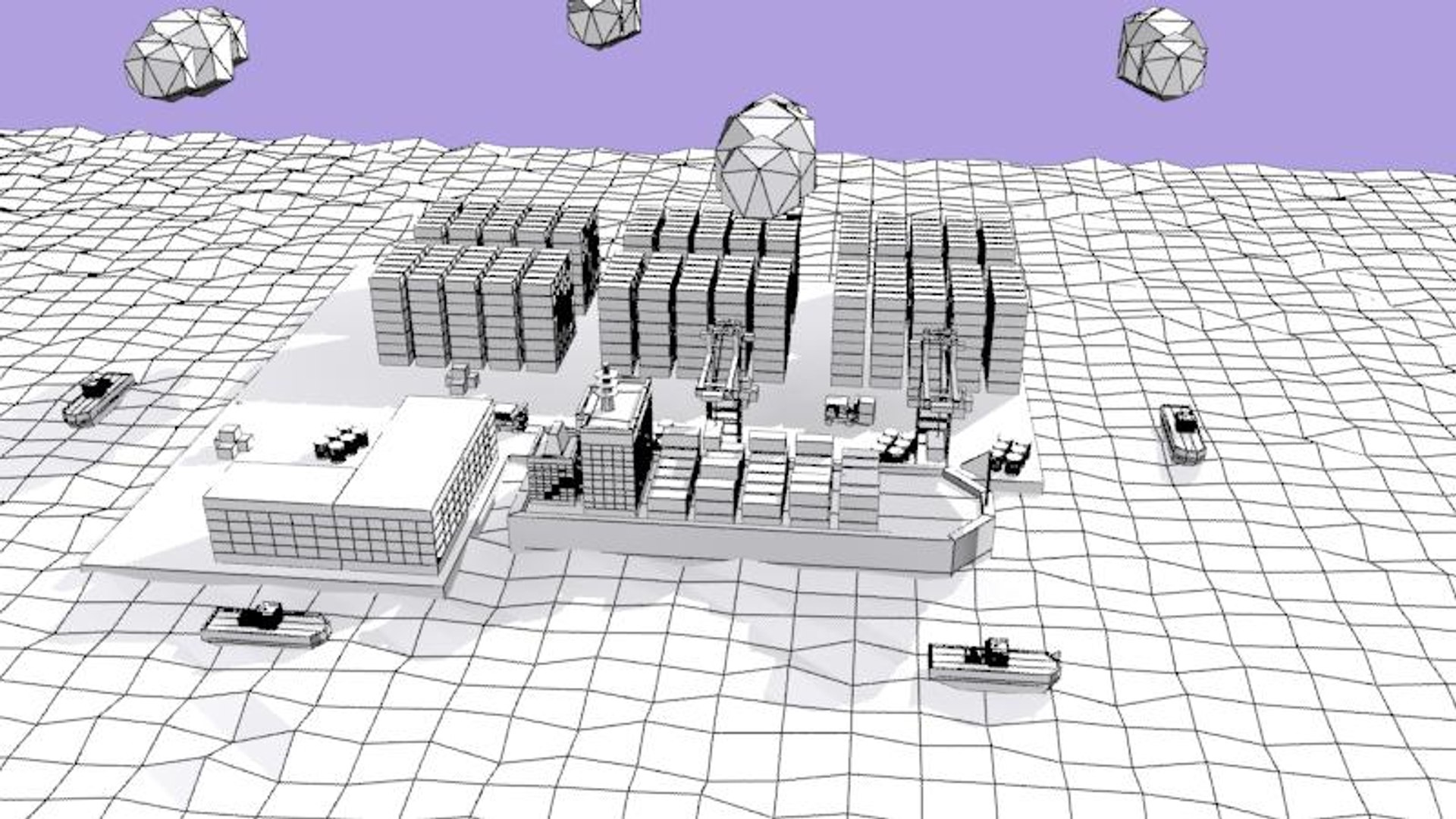 3D Model Low Poly Cartoon Port - TurboSquid 1728014