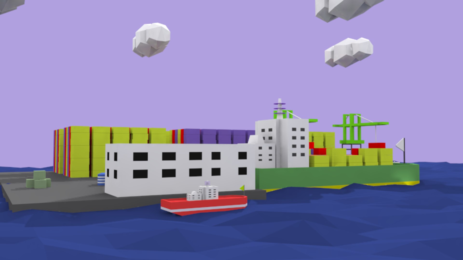 3D Model Low Poly Cartoon Port - TurboSquid 1728014