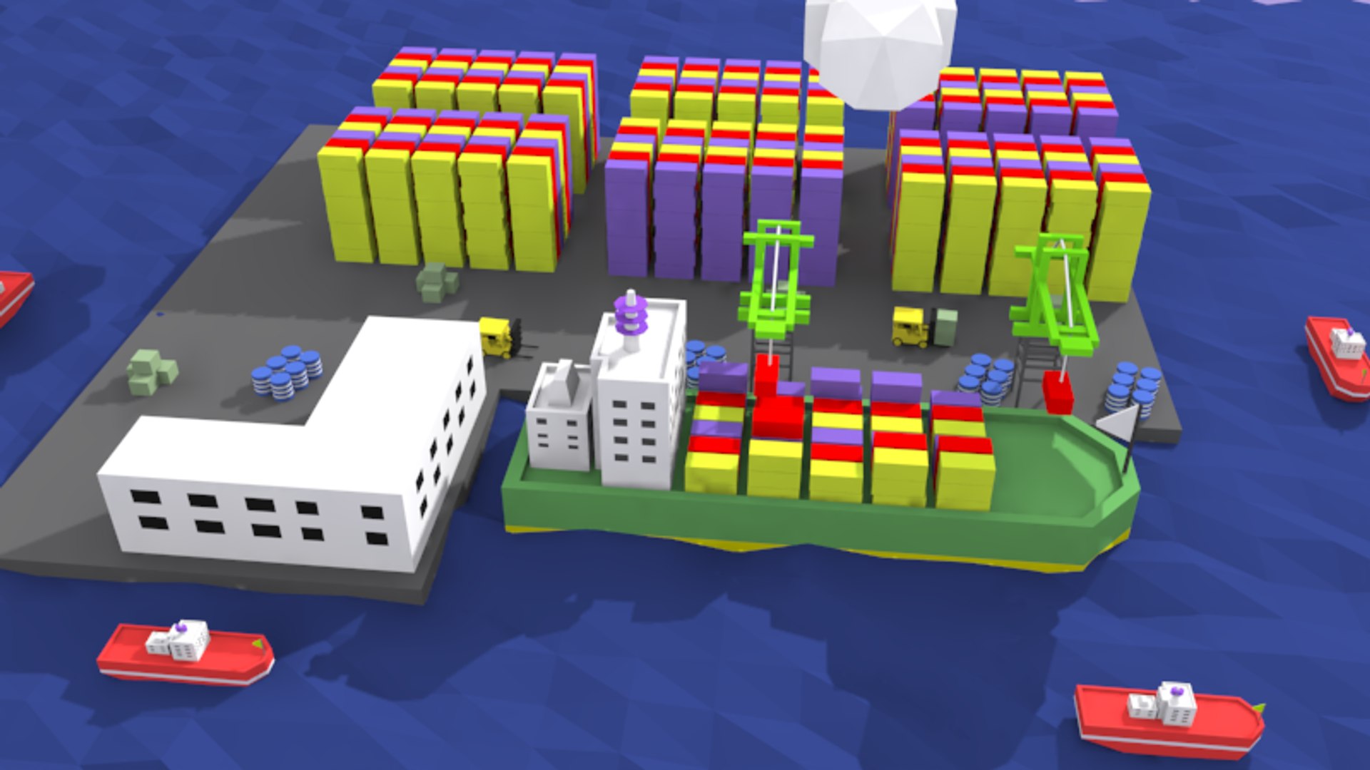 3D Model Low Poly Cartoon Port - TurboSquid 1728014