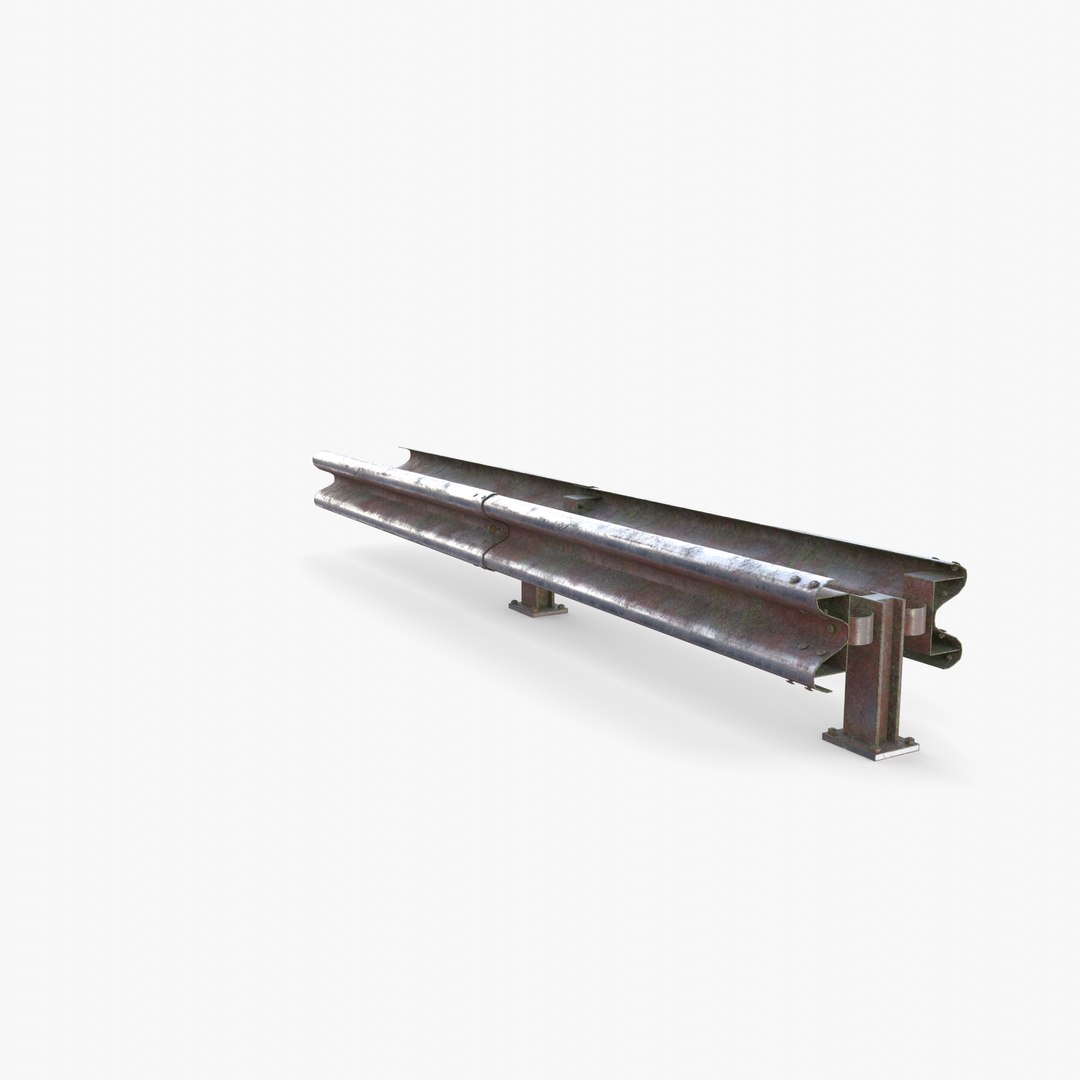 Tileable Double Sided Traffic Barrier Guardrail V2 Weathered 3D Model ...