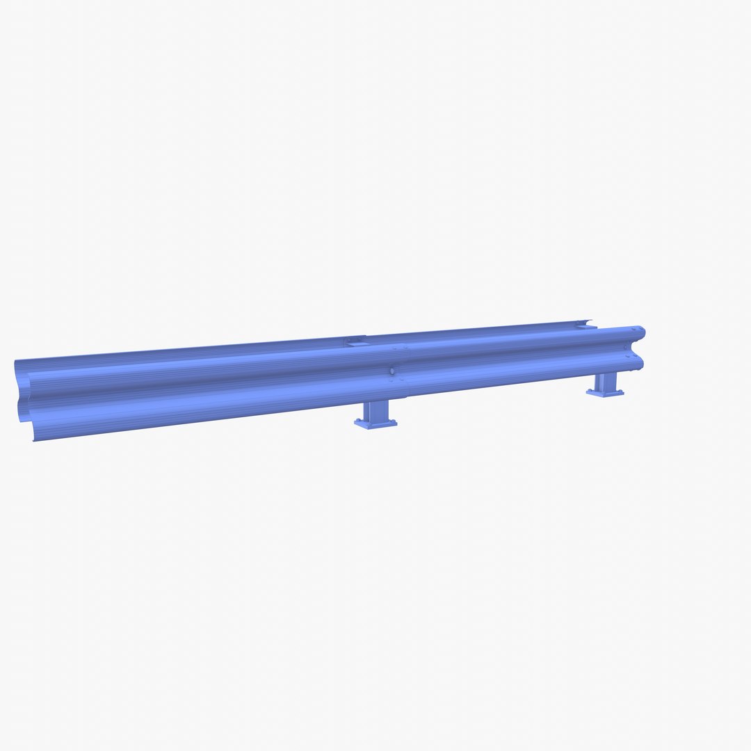 Tileable double sided traffic barrier guardrail V2 weathered 3D model ...