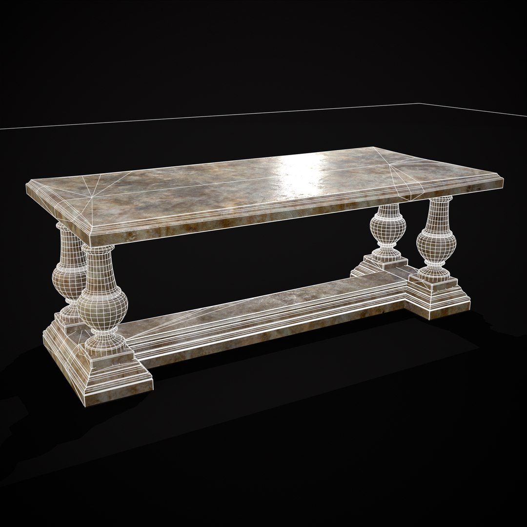 Long Marble Table 3D Model - TurboSquid 2103151
