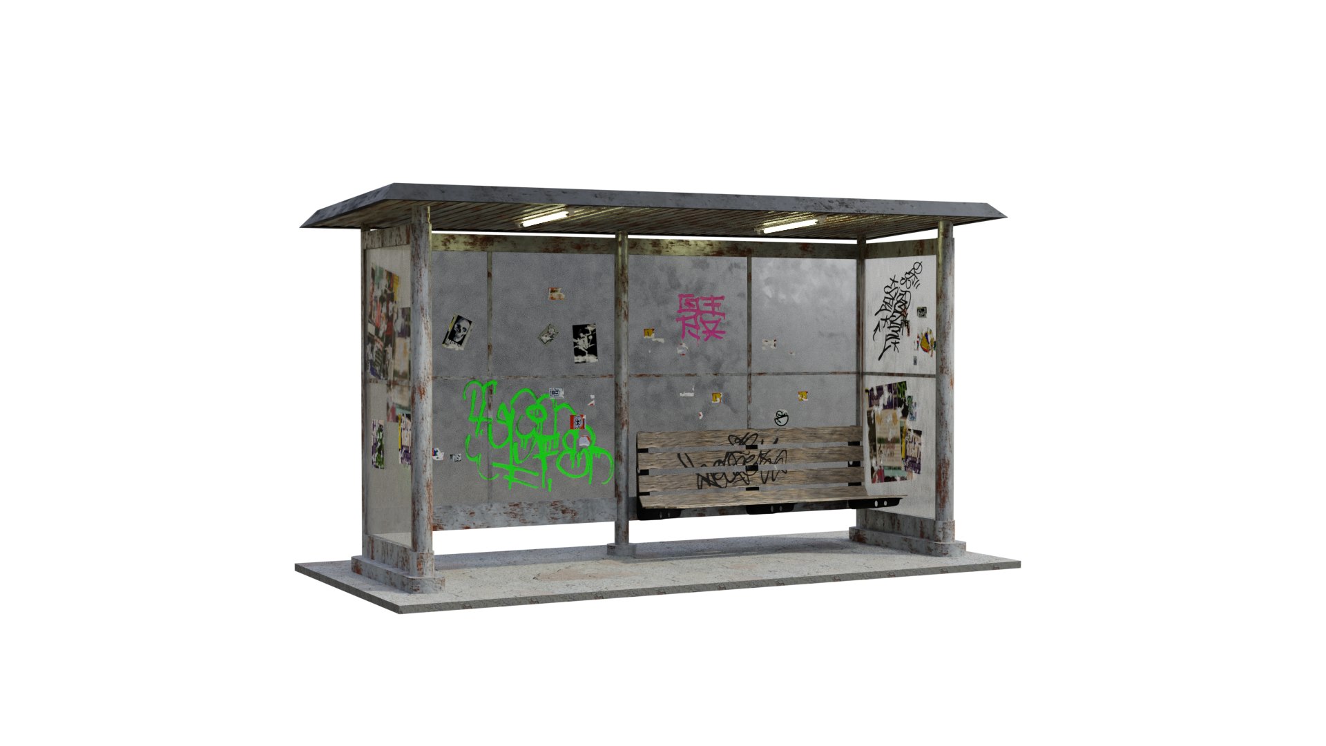 3D Old Bus Stop - TurboSquid 2041984