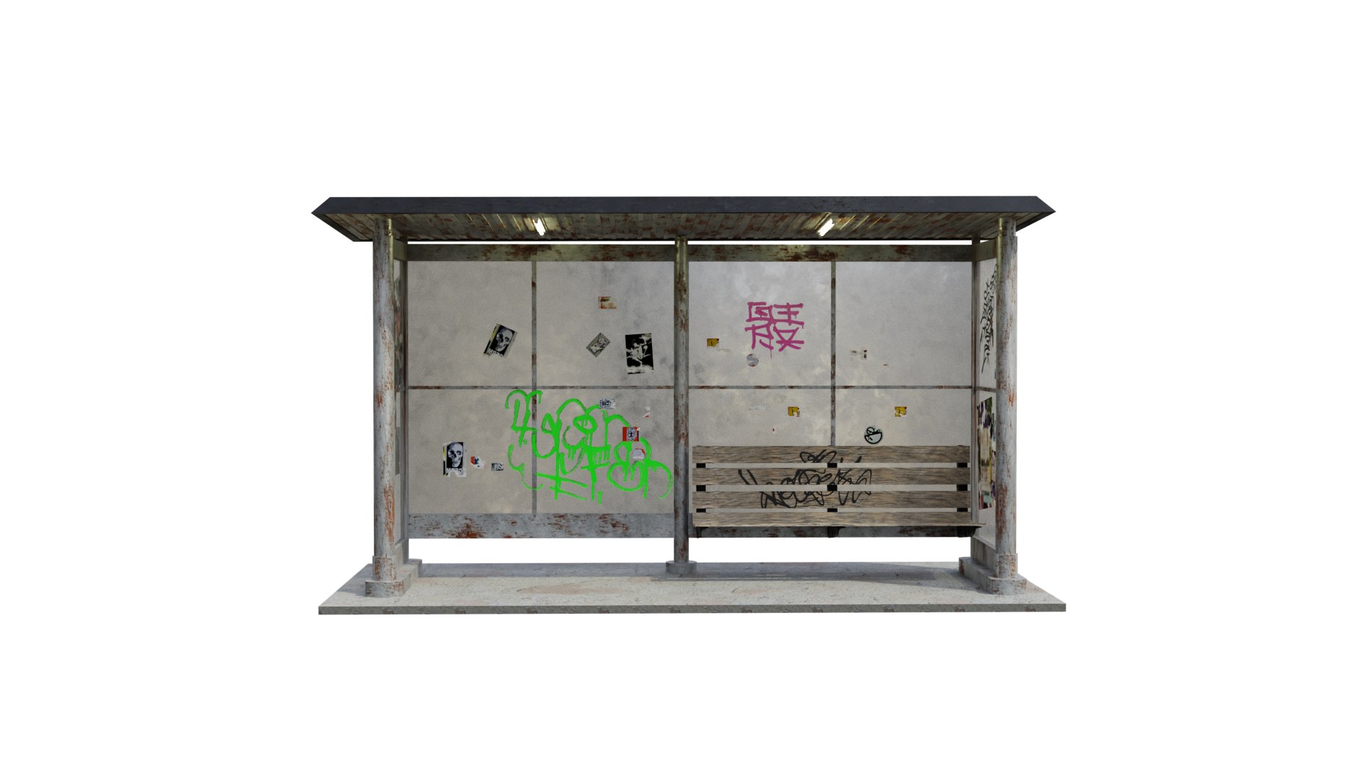 3D Old Bus Stop - TurboSquid 2041984