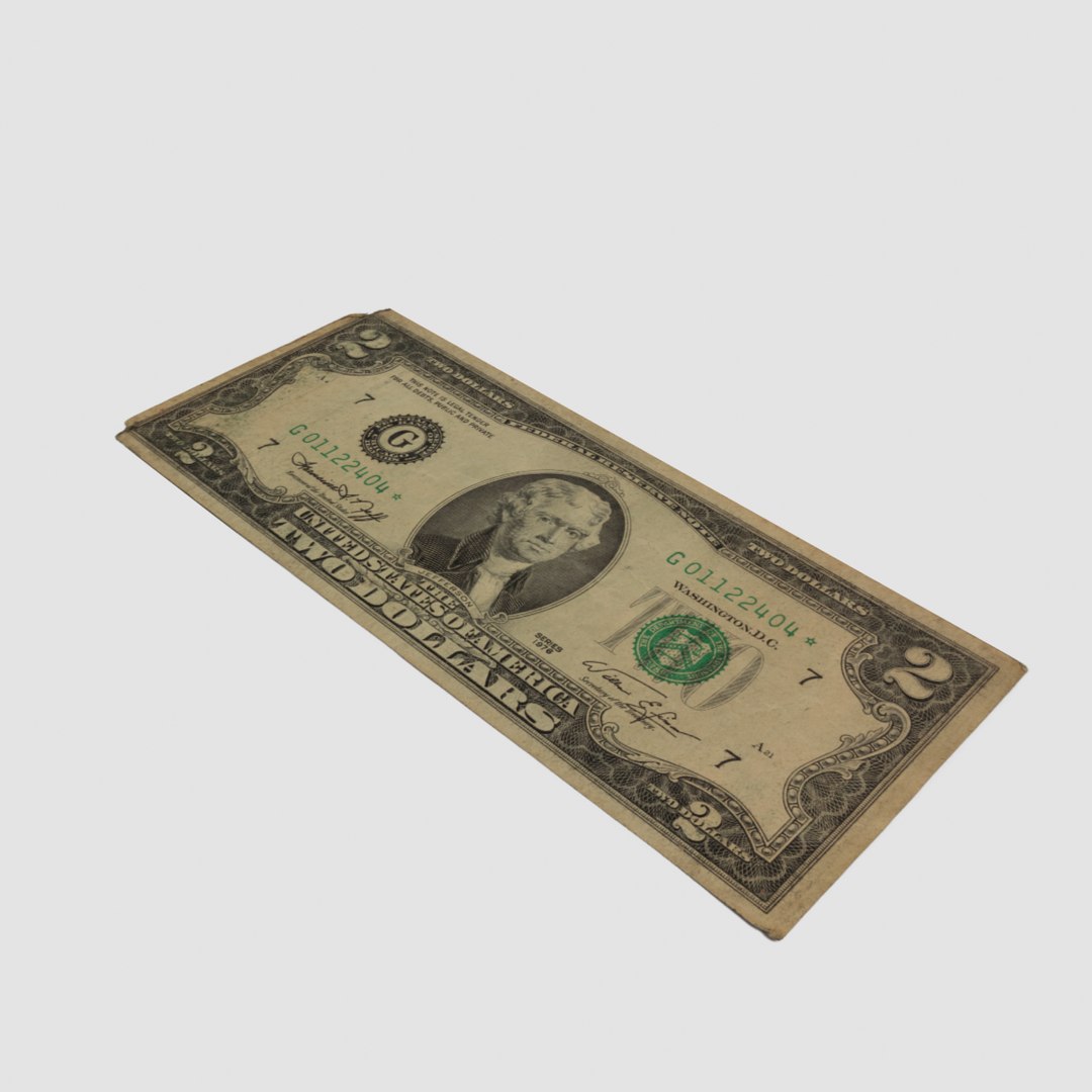 Two-dollar bill 3D model - TurboSquid 1398556