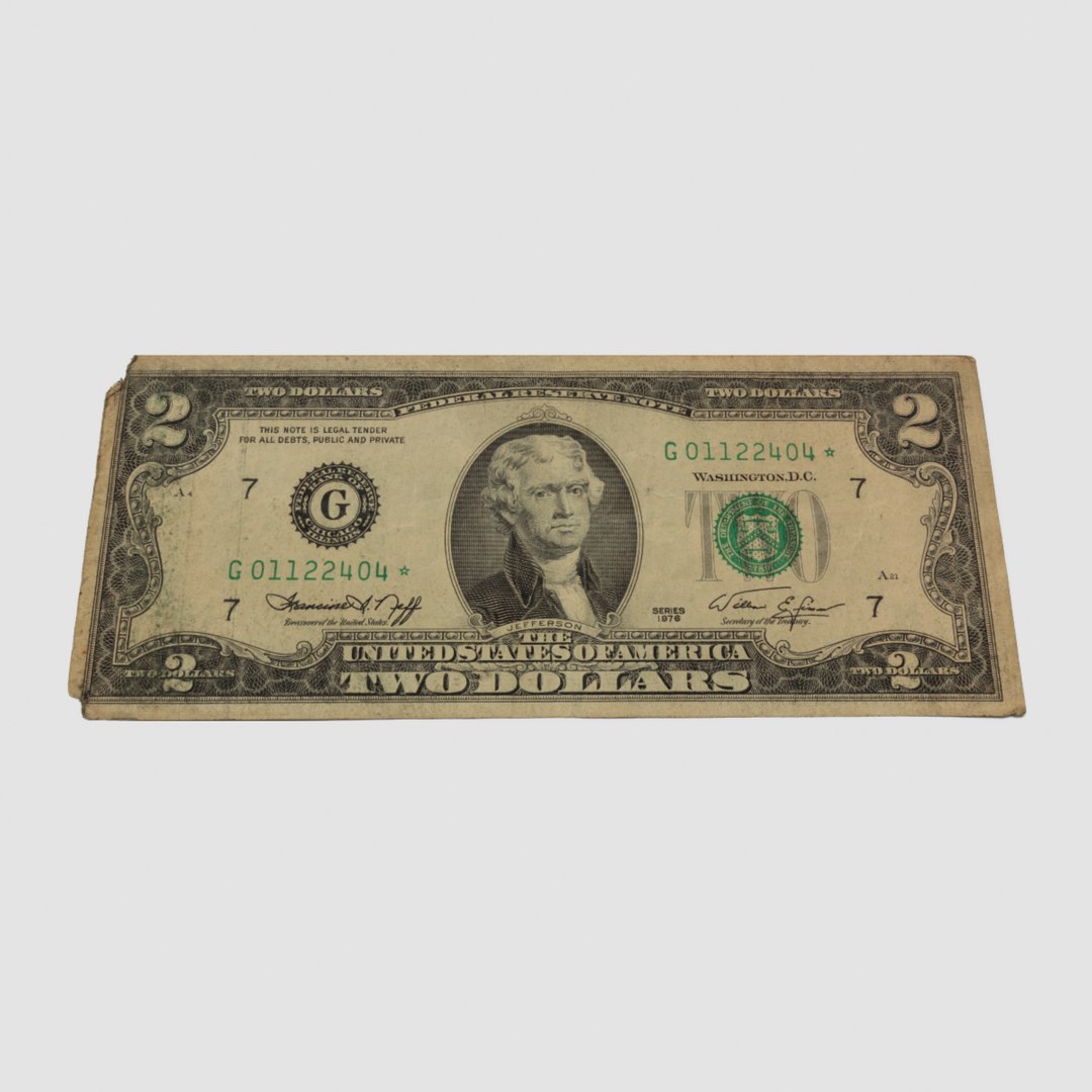 Two-dollar bill 3D model - TurboSquid 1398556
