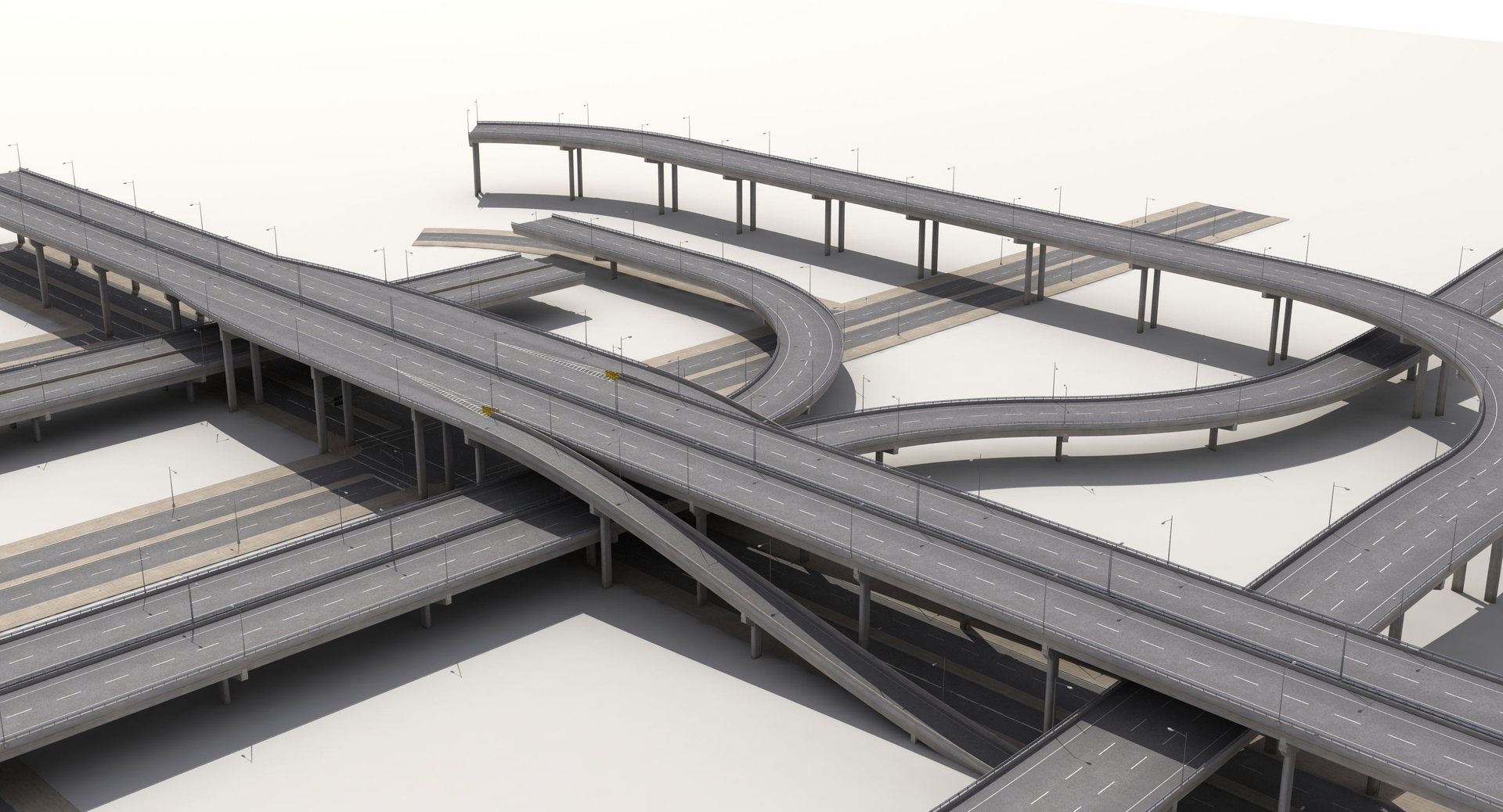 3d highway streets construction sidewalk model