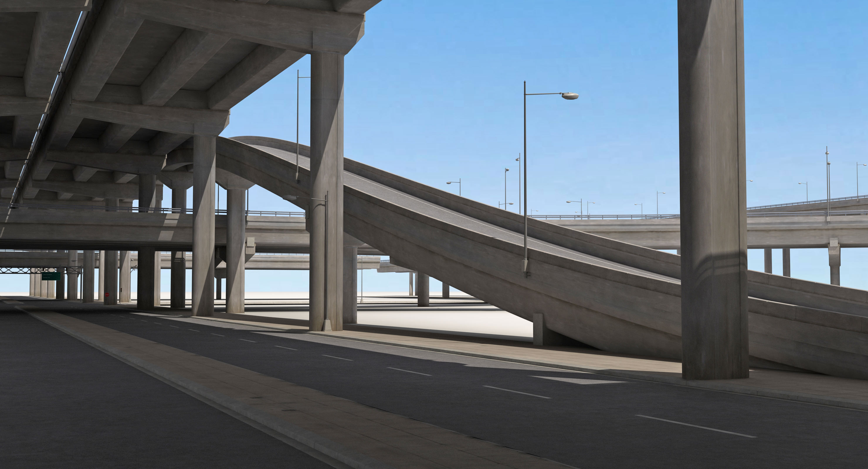 3d highway streets construction sidewalk model