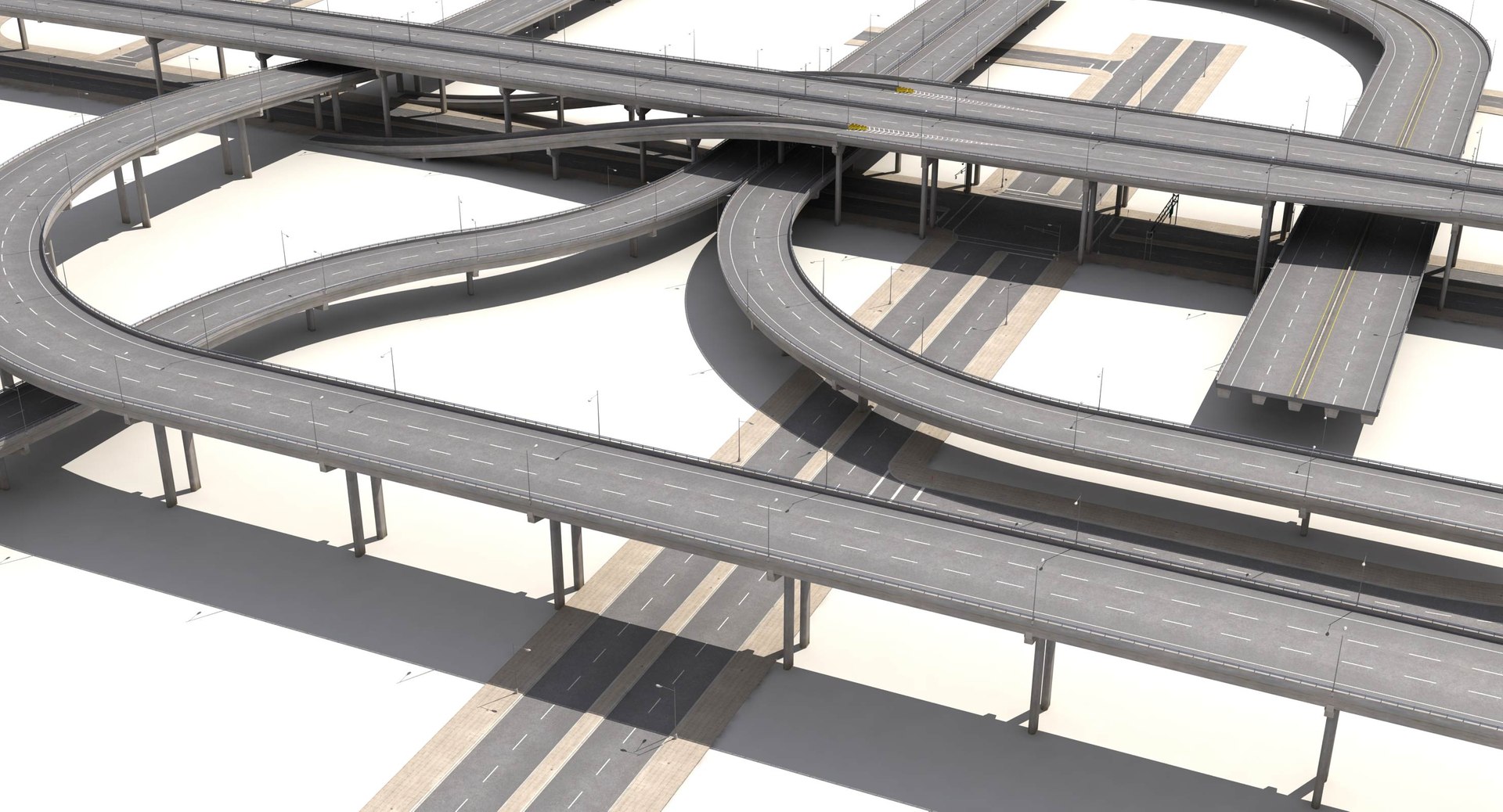 3d highway streets construction sidewalk model