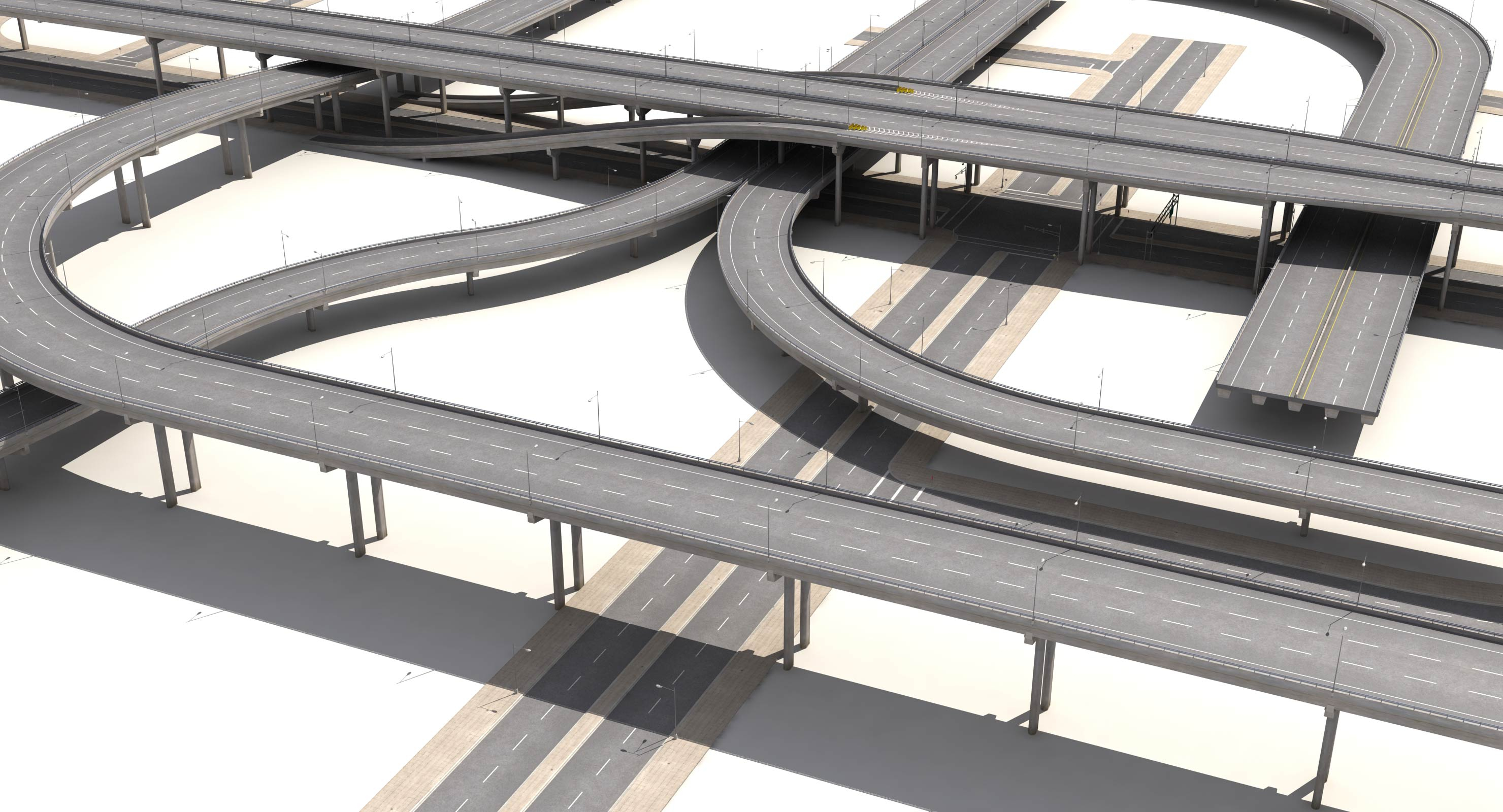 3d highway streets construction sidewalk model