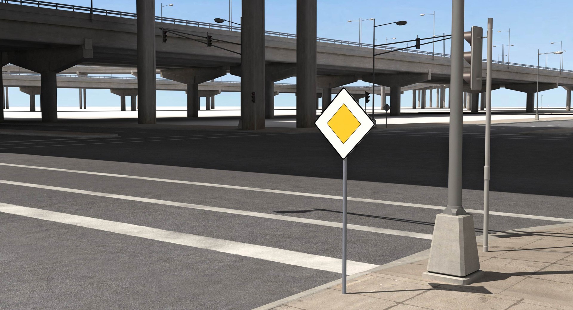 3d highway streets construction sidewalk model