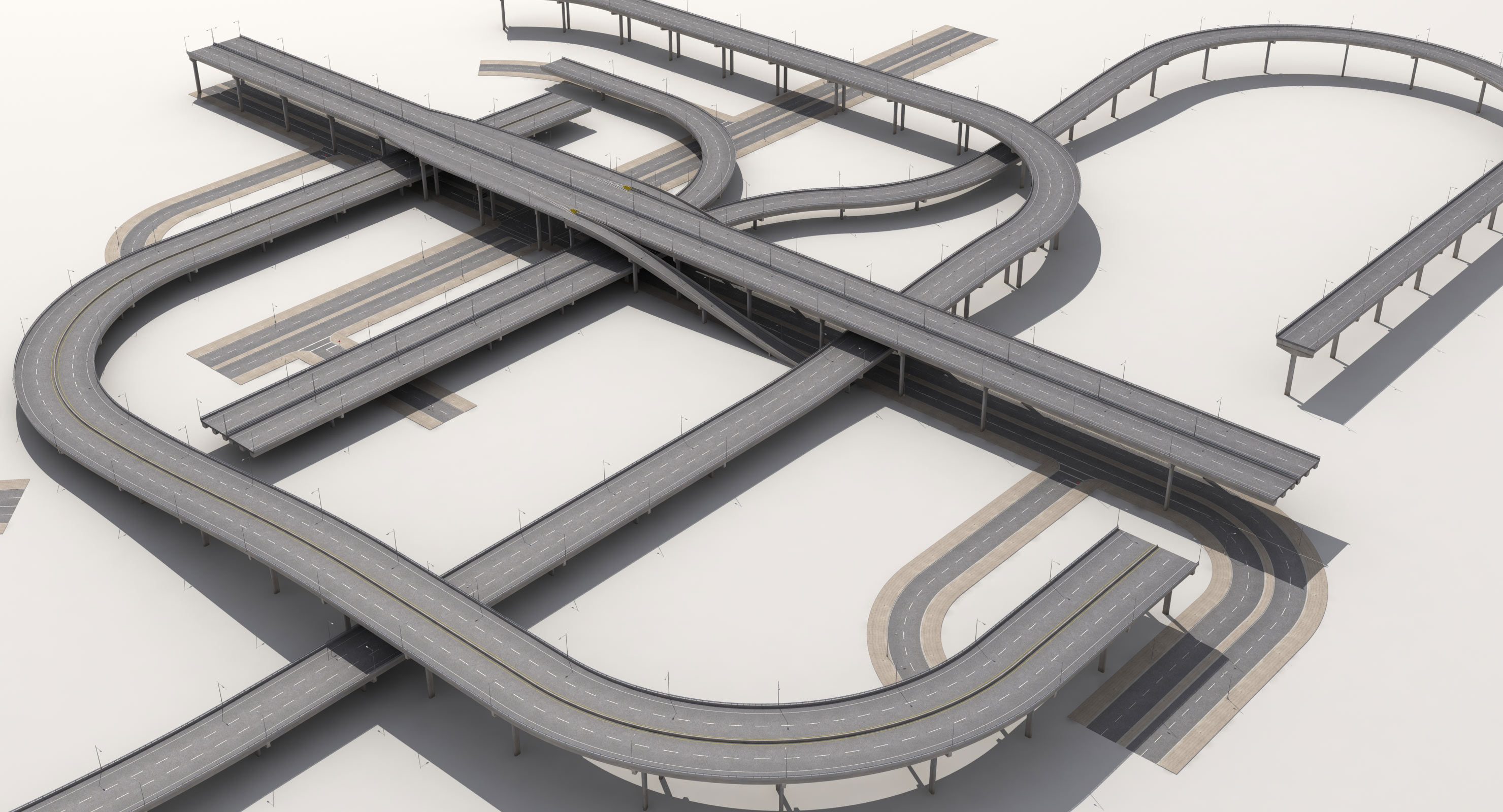 3d highway streets construction sidewalk model