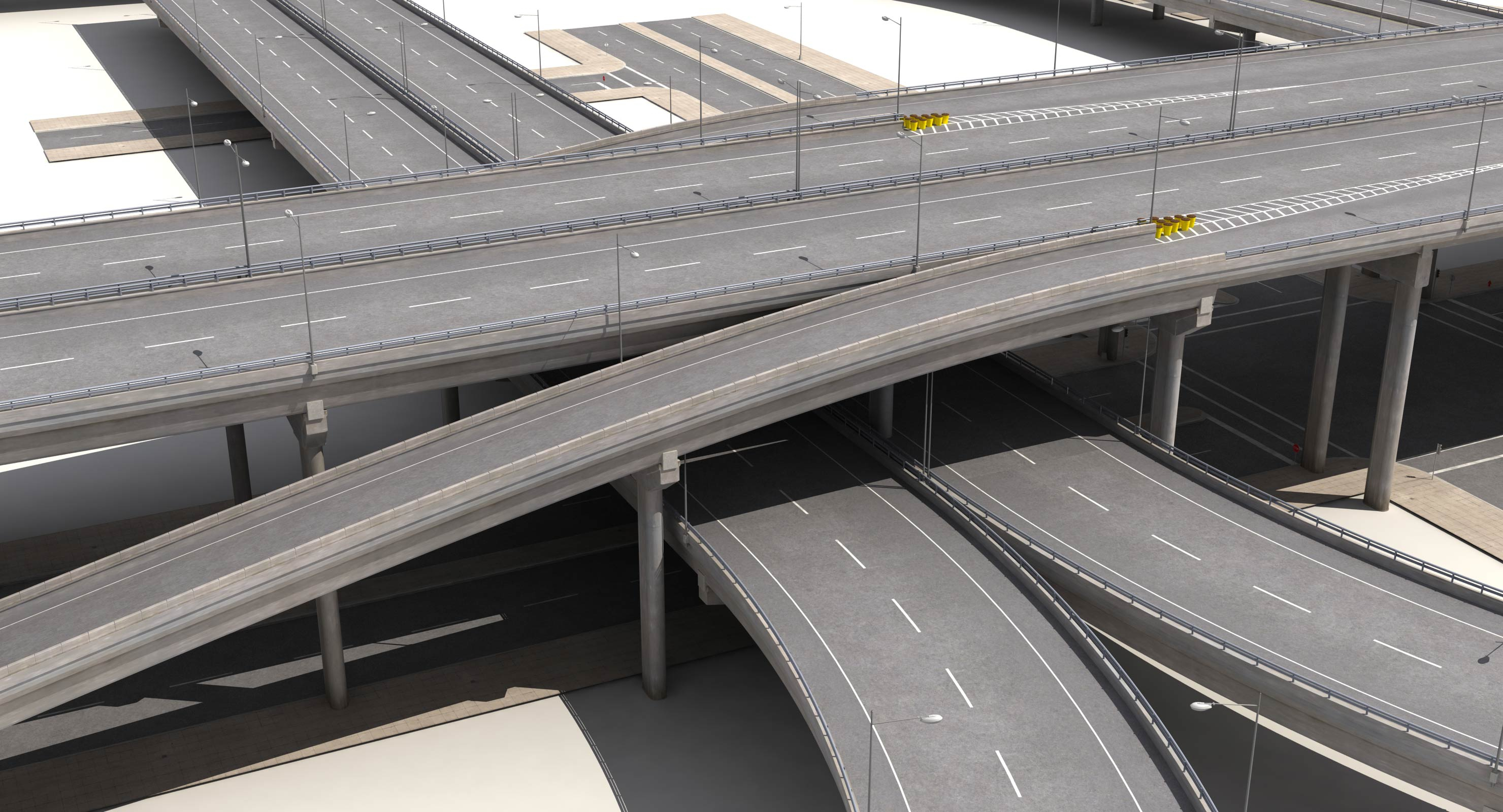 3d highway streets construction sidewalk model
