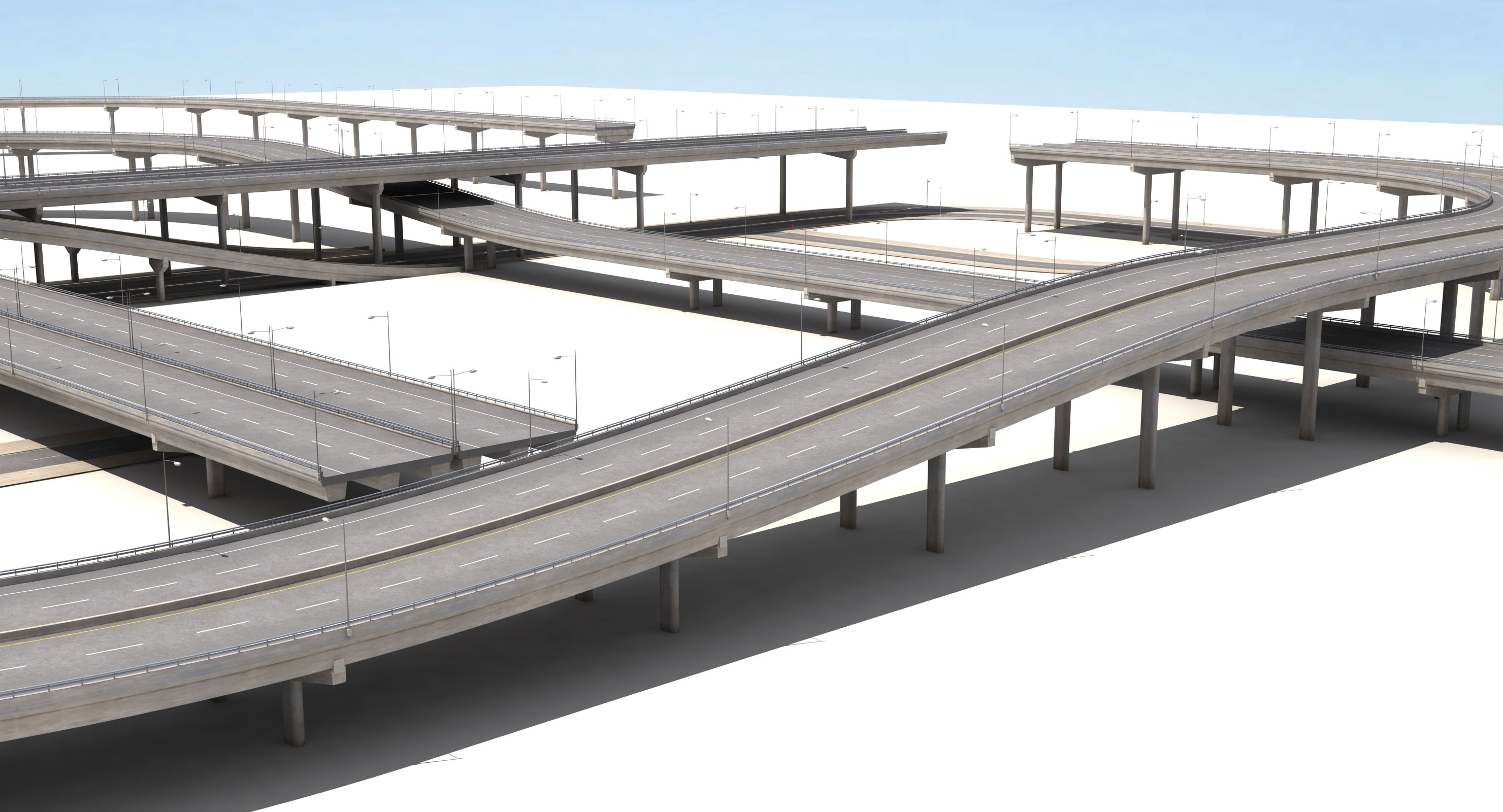 3d highway streets construction sidewalk model