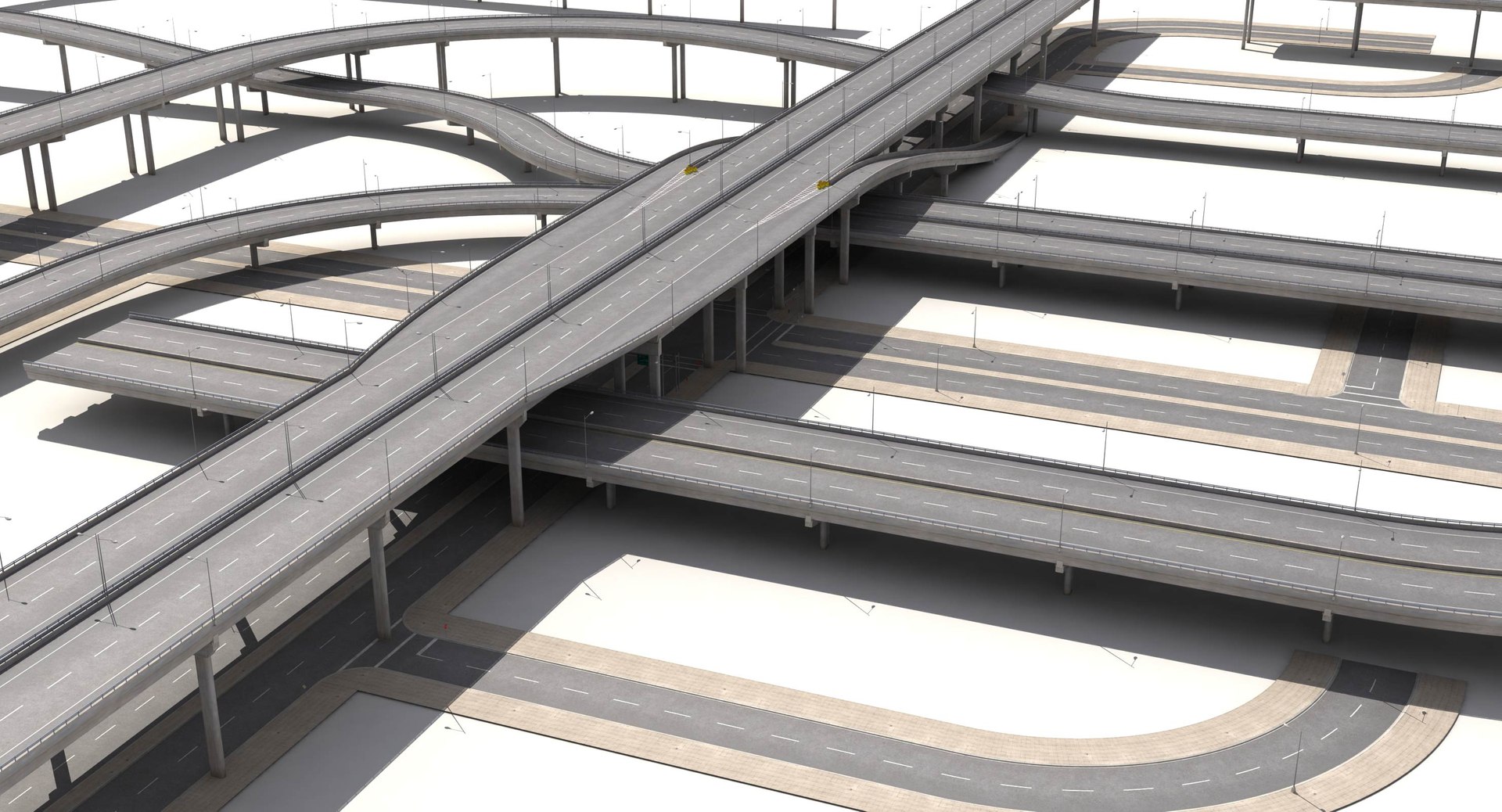 3d highway streets construction sidewalk model