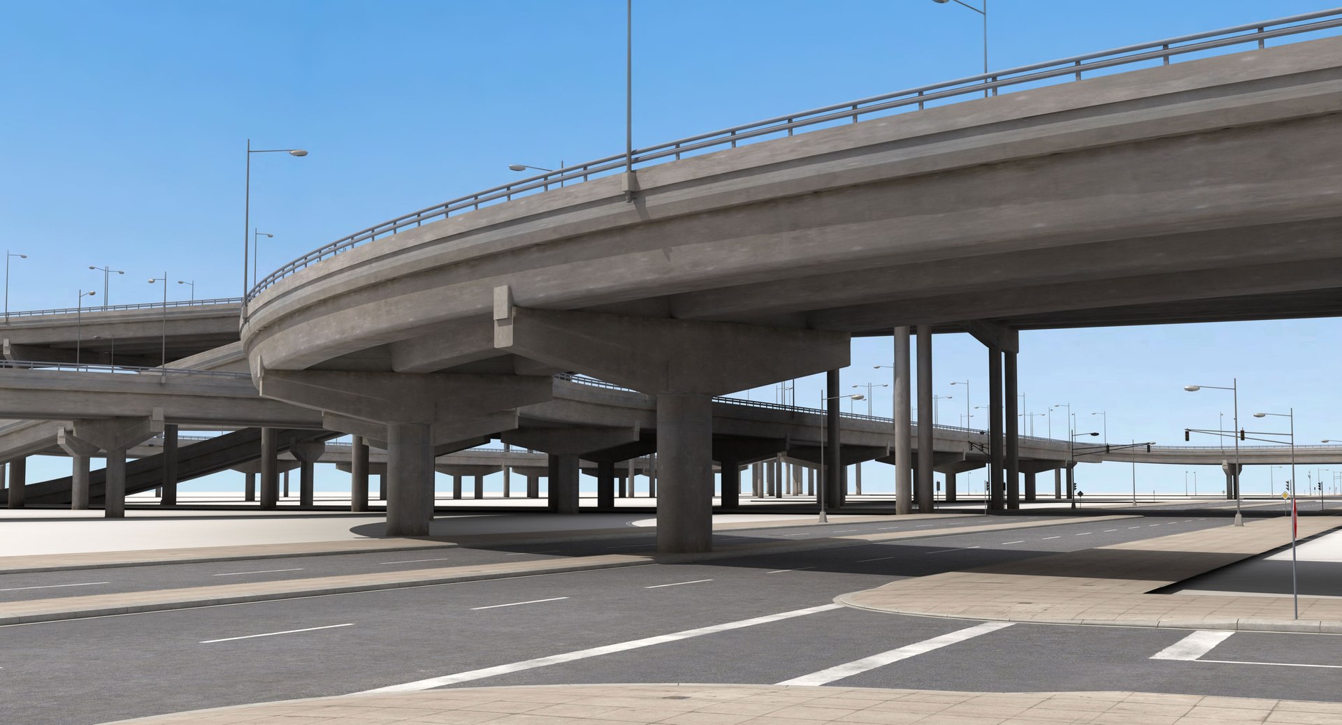 3d highway streets construction sidewalk model