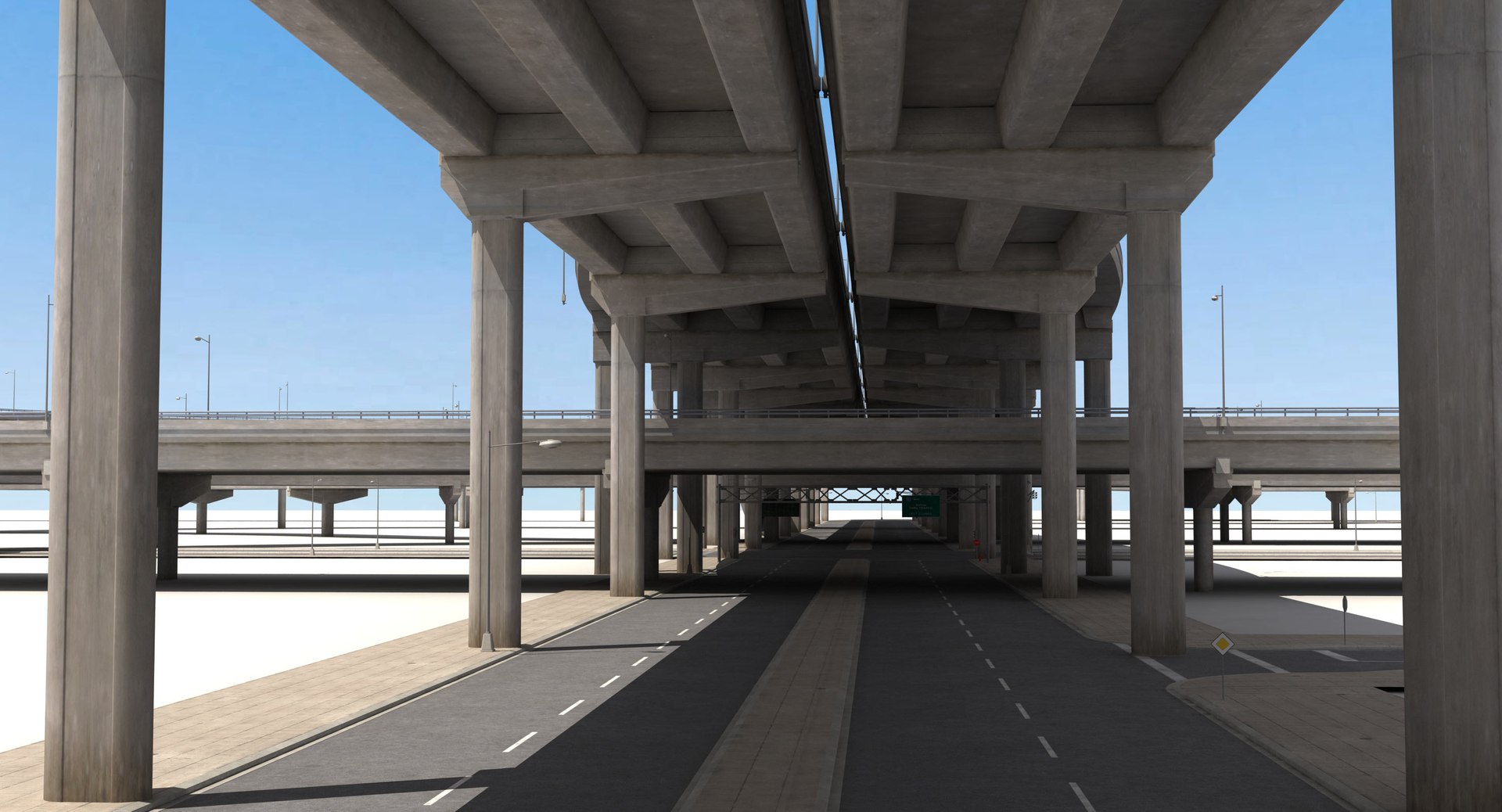 3d highway streets construction sidewalk model