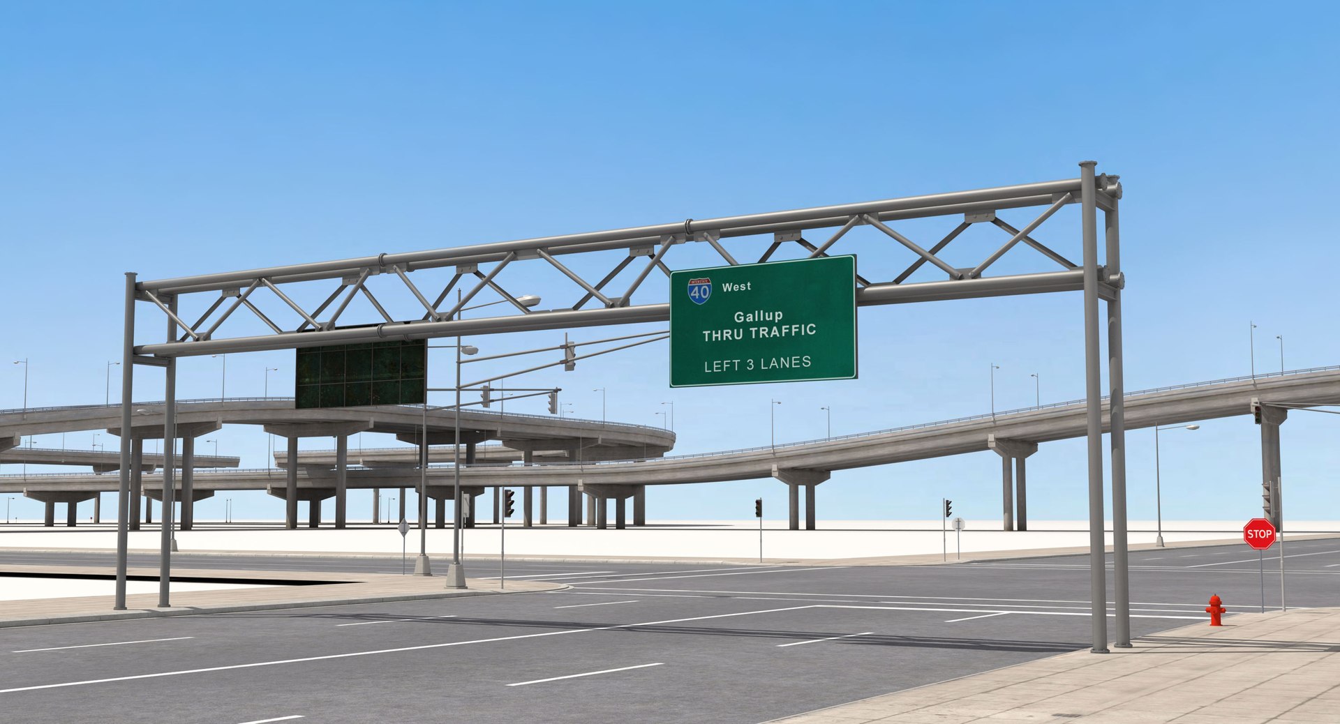 3d highway streets construction sidewalk model