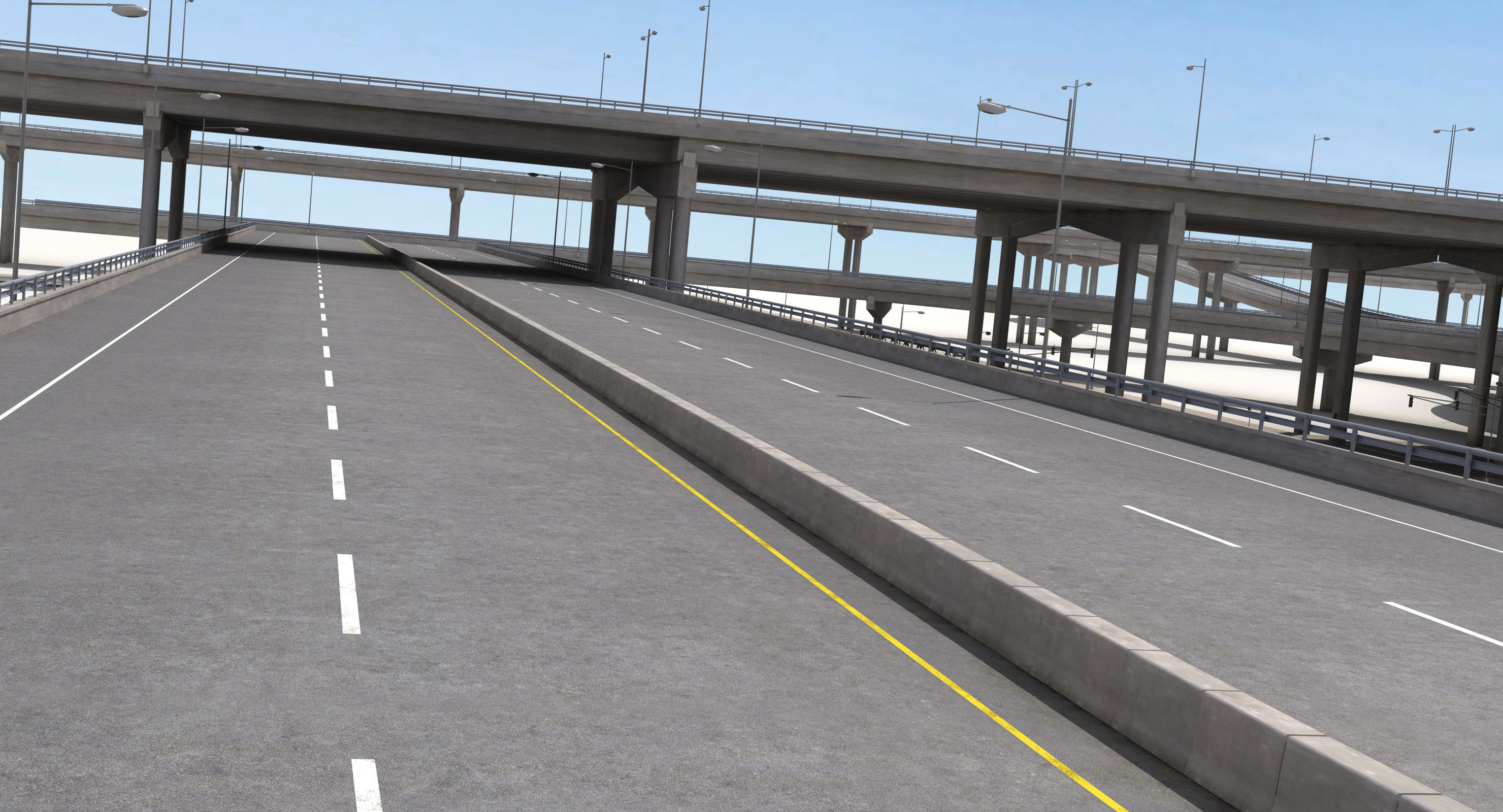 3d highway streets construction sidewalk model