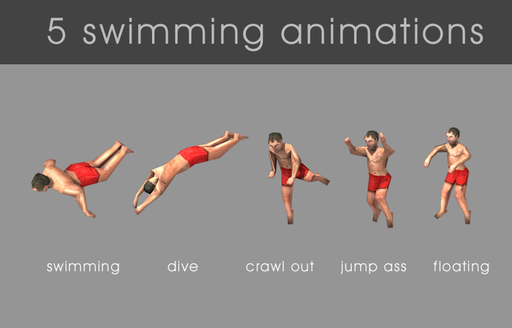 3d Model Of People Swimming Animations