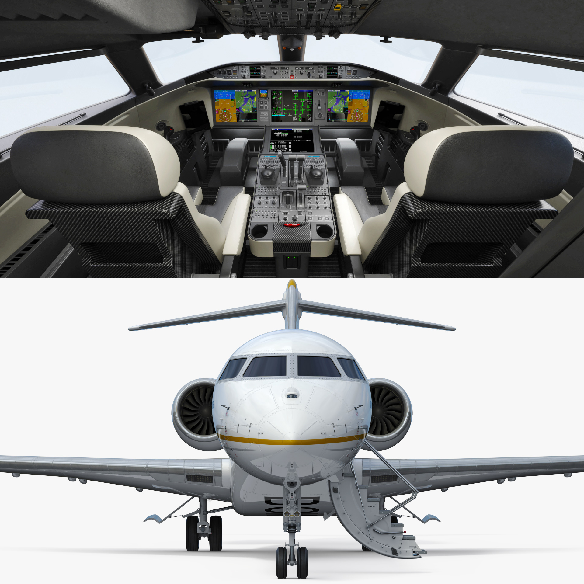조종석과 인테리어를 갖춘 Bombardier Global 7500 조작형 대형 비즈니스 제트기 3D 모델 - TurboSquid ...