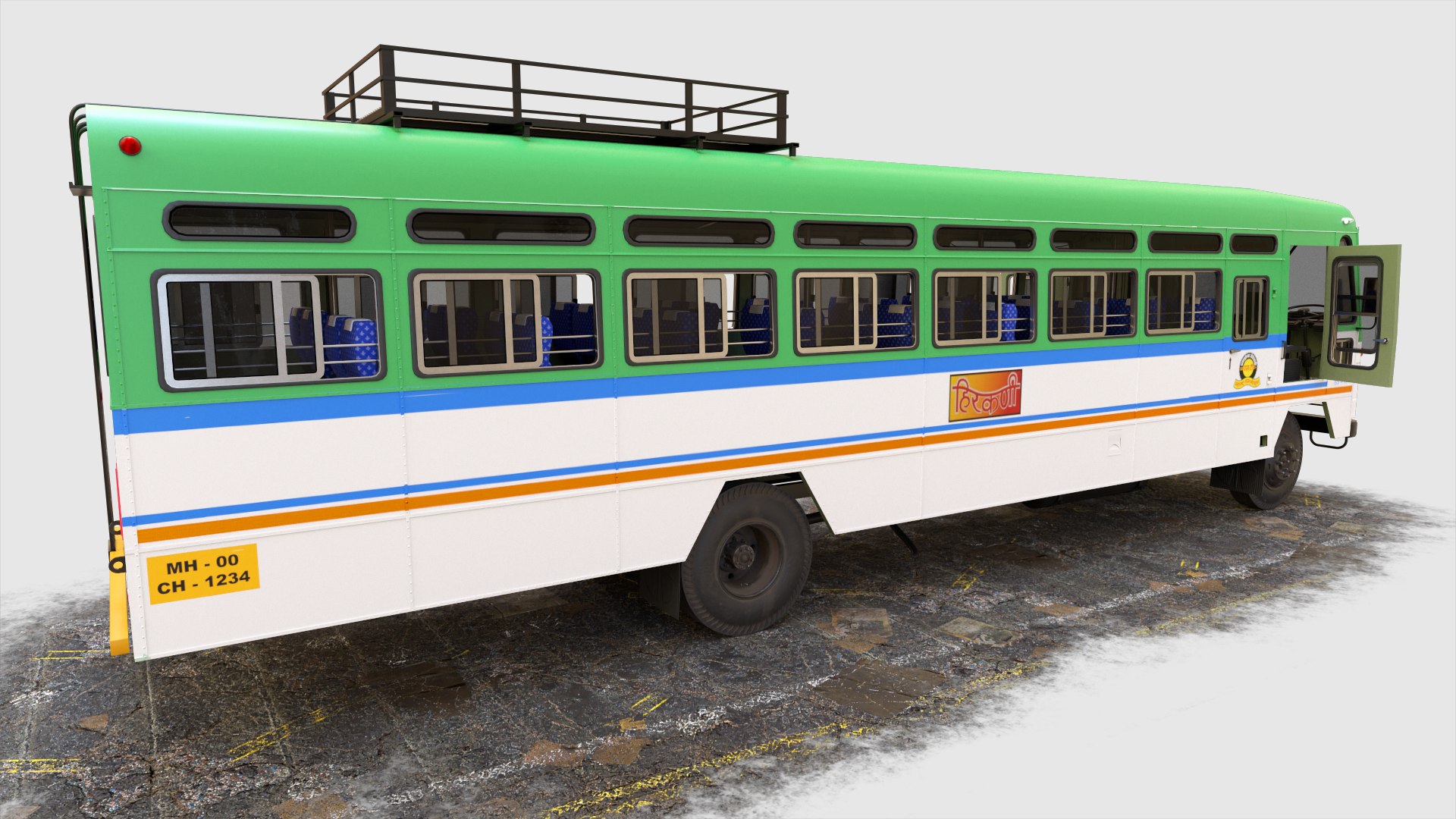 INDIAN HIRKANI ST BUS V 01 Green And White 3D Model - TurboSquid 2209712