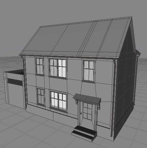 3d model of building walls roof house