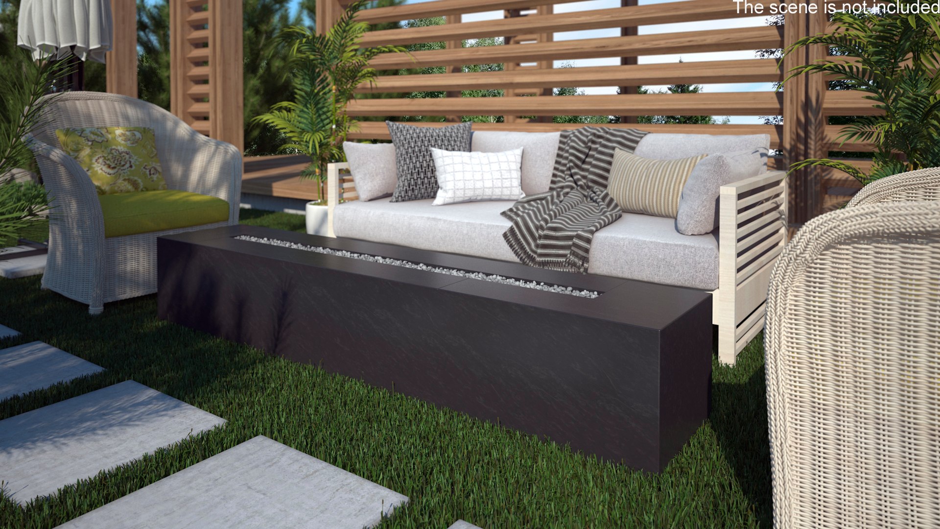Gas Fire Pit Rectangular Marble Black No Fire 3D - TurboSquid 2222418