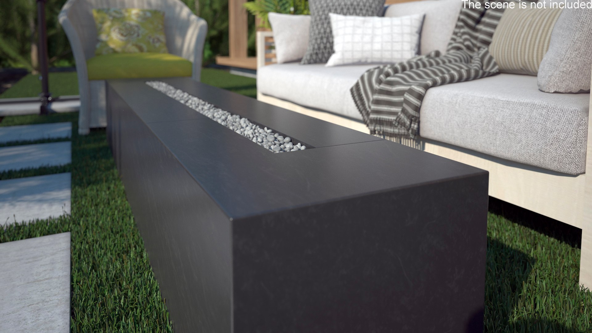 Gas Fire Pit Rectangular Marble Black No Fire 3D - TurboSquid 2222418
