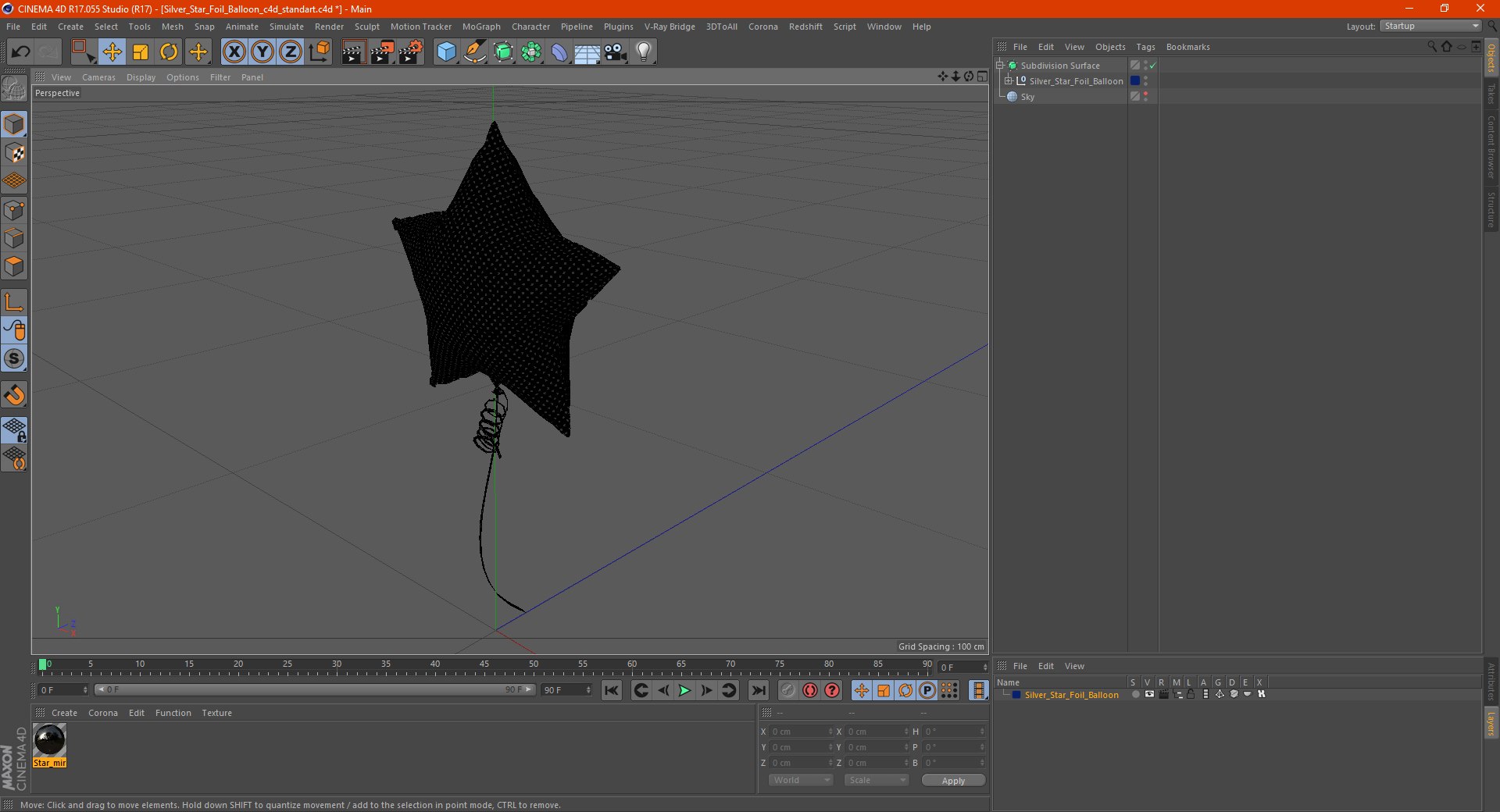Silver Star Foil Balloon 3d Model Turbosquid 1813310
