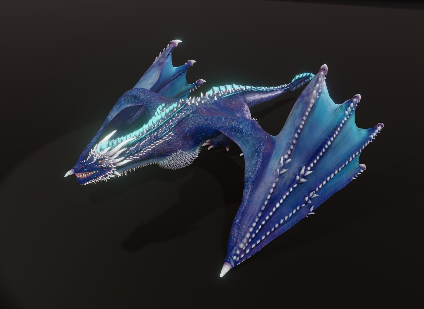 Realistic Blue Wyvern Animated Game-ready Low-poly 3D Model 3D Model ...