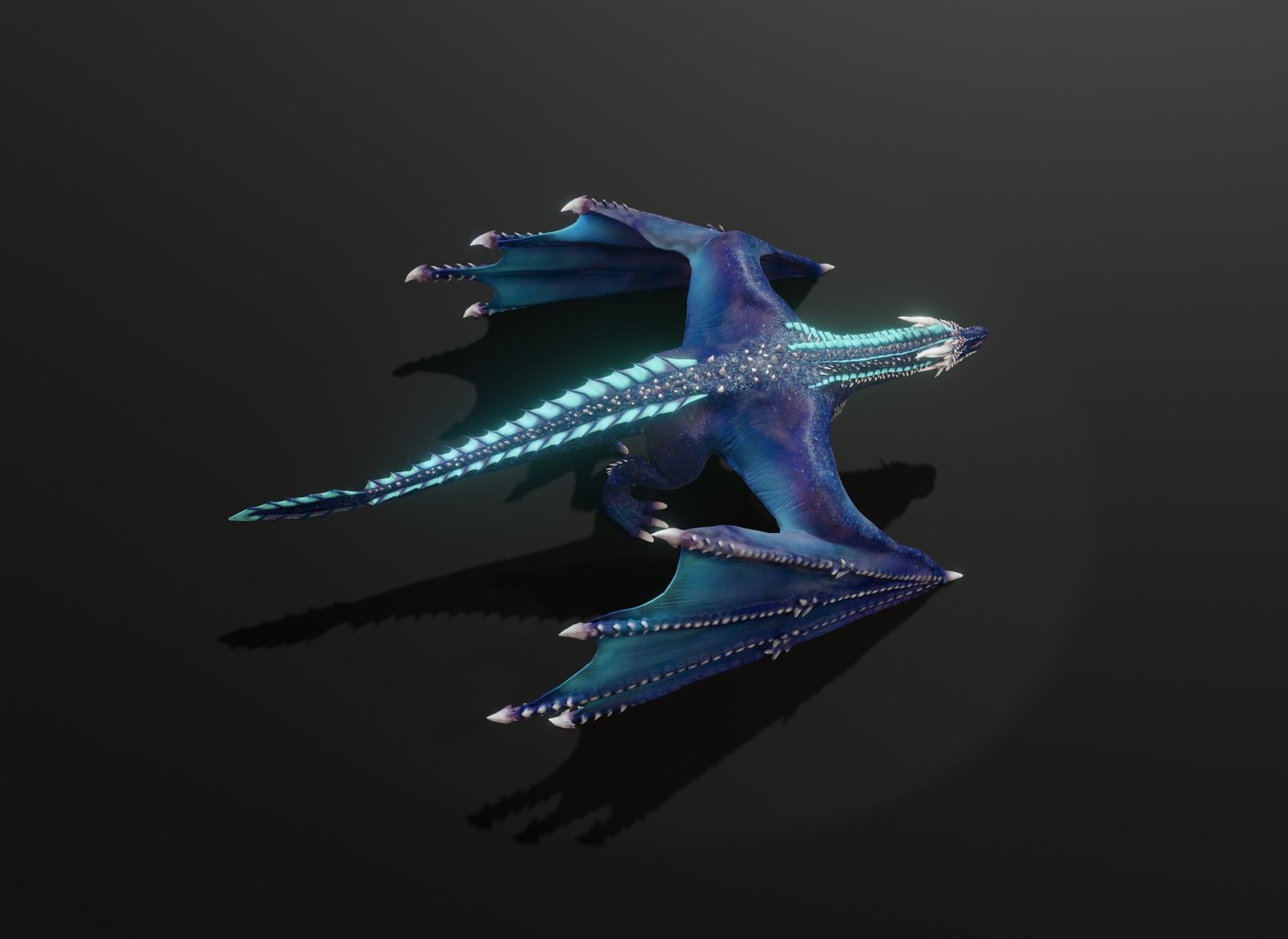 Realistic Blue Wyvern Animated Game-ready Low-poly 3D Model 3D Model ...