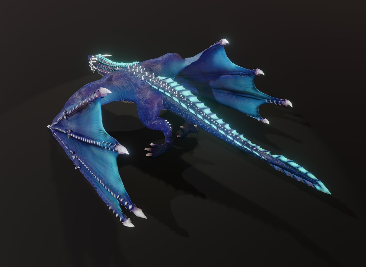 Realistic Blue Wyvern Animated Game-ready Low-poly 3D Model 3D Model ...