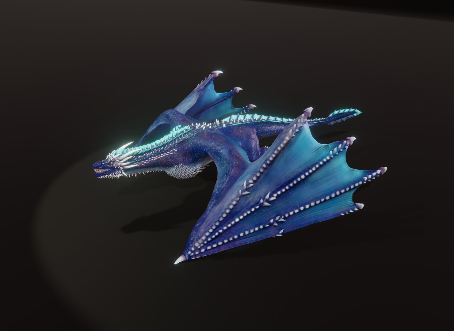 Realistic Blue Wyvern Animated Game-ready Low-poly 3D Model 3D Model ...