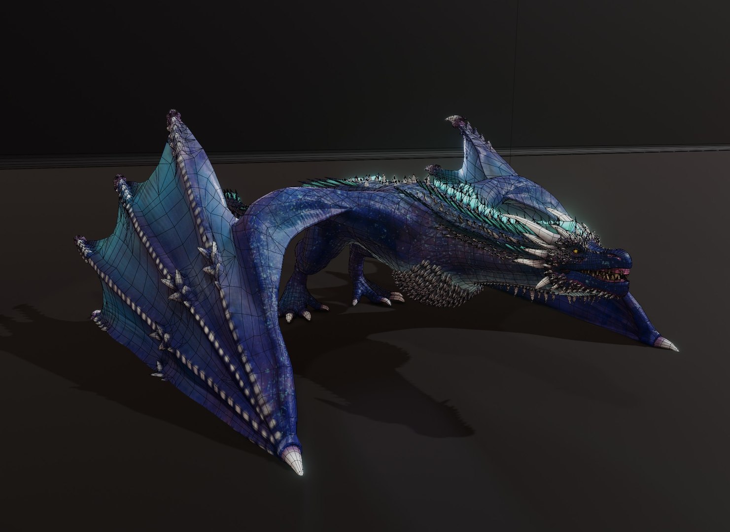 Realistic Blue Wyvern Animated Game-ready Low-poly 3D Model 3D Model ...