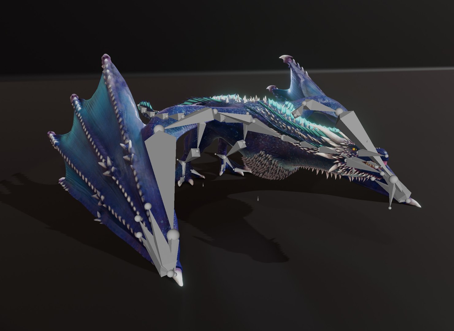 Realistic Blue Wyvern Animated Game-ready Low-poly 3D Model 3D Model ...